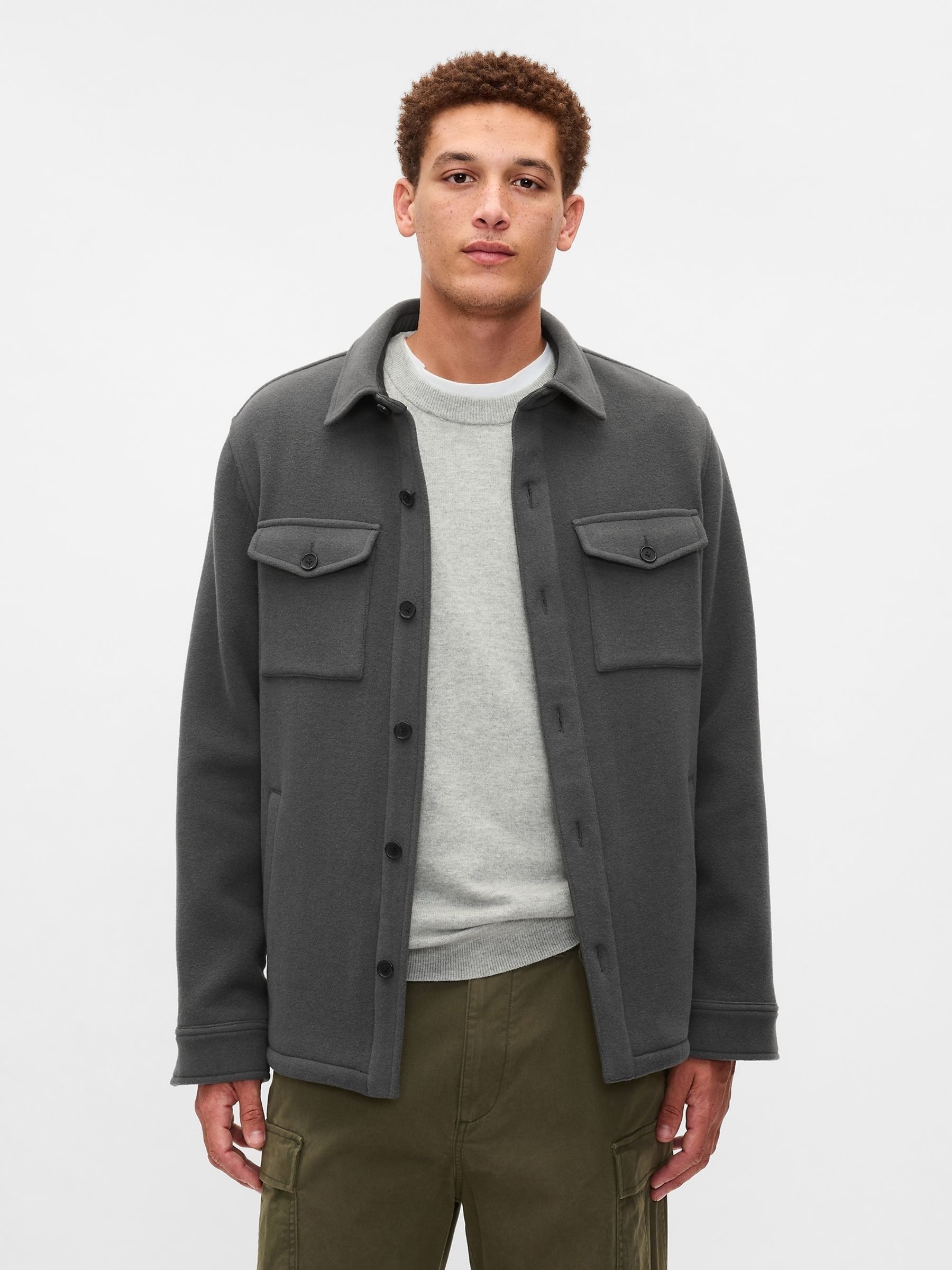 Buy Gap Grey Wool-Blend Shirt Jacket from the Next UK online shop