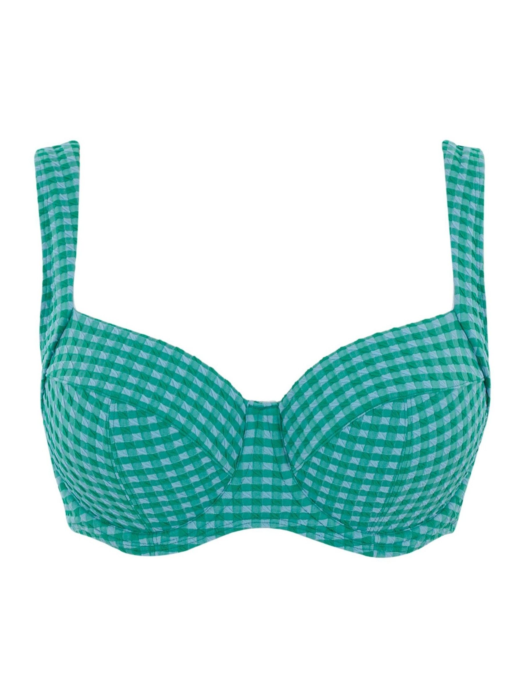 Buy Panache Green Gingham Olivia Full Cup Wired Bikini Top from the ...