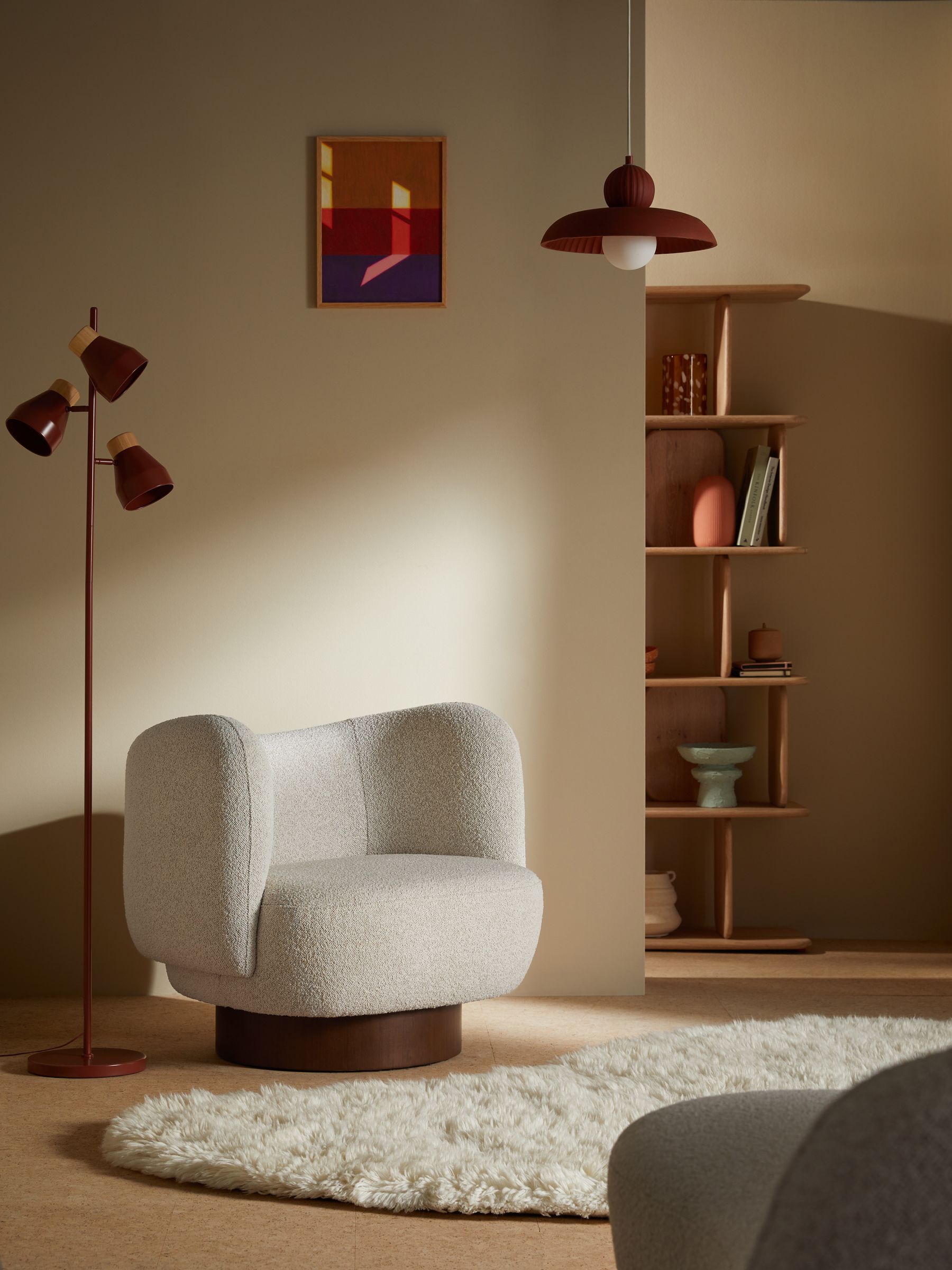 Buy MADE.COM Off White Pax Boucle Novara Swivel Accent Chair from the ...