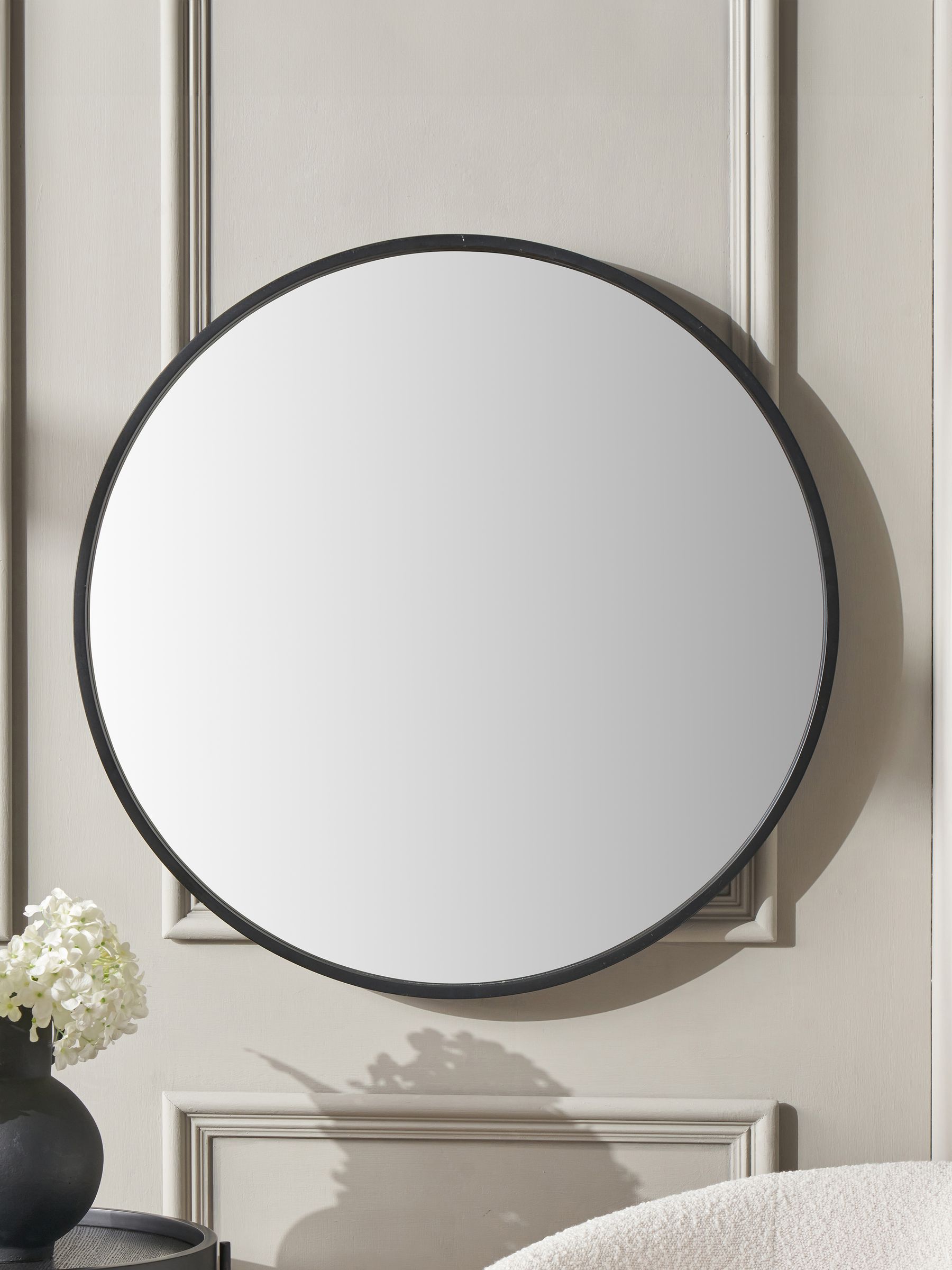 Buy Pacific Black Veneer and Mirrored Glass Round Wall Mirror from the ...