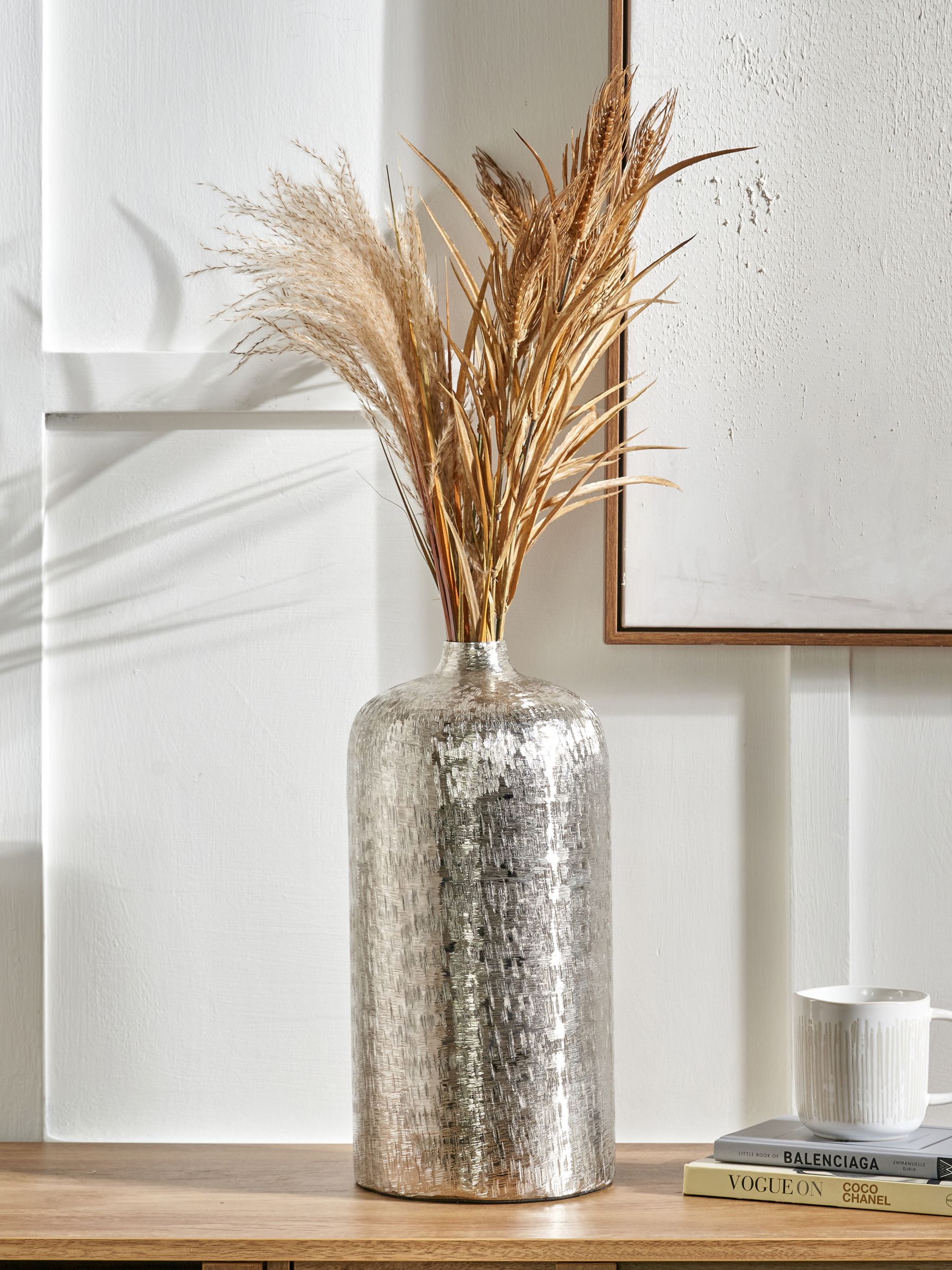 Buy Pacific Silver Metal Hammered Tall Vase from the Next UK online shop
