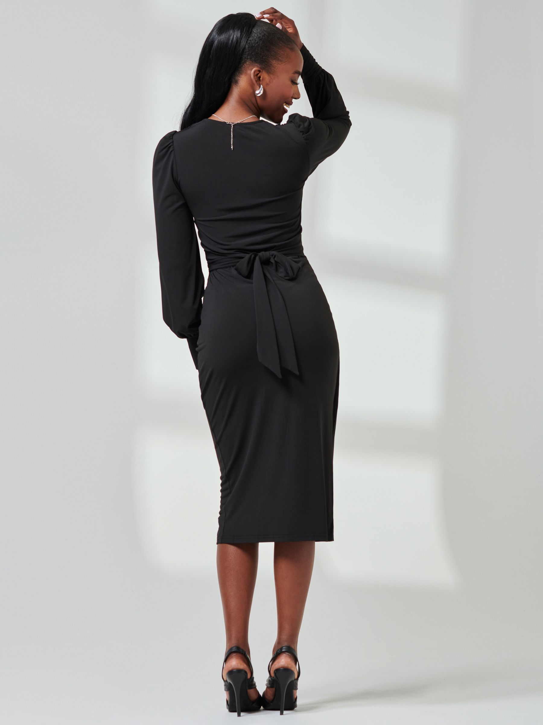 Buy Jolie Moi Black Jersey Wrap Slit Pencil Dress from the Next UK ...