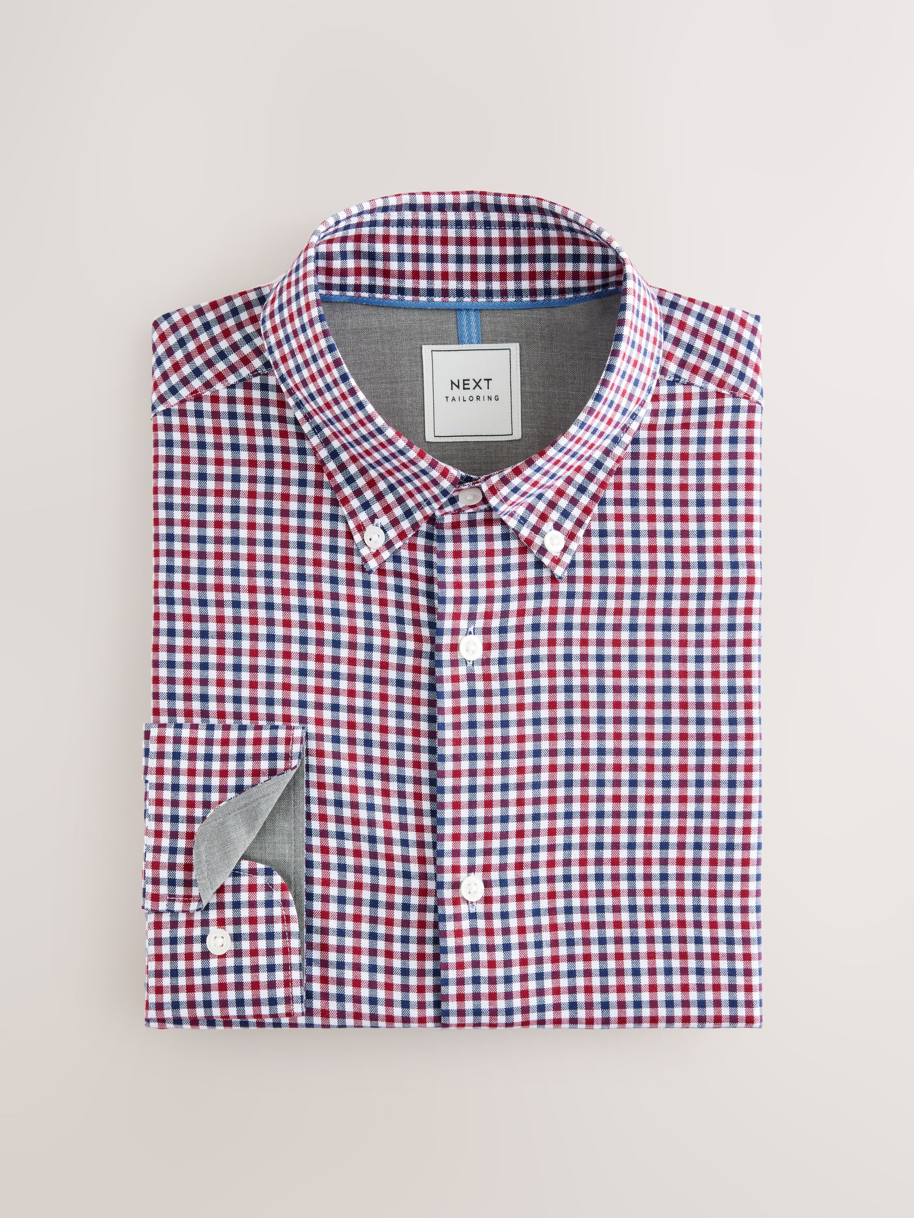 Buy Blue Gingham/Red Gingham Regular Fit Easy Iron Oxford Shirts 2 ...