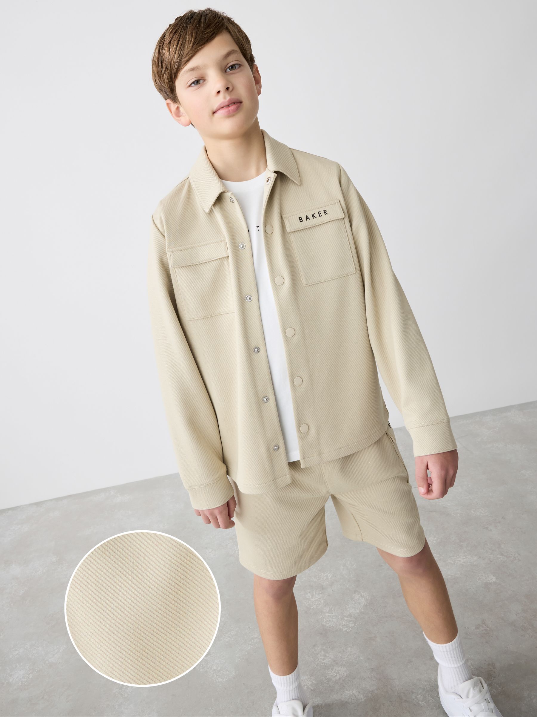 Buy Baker by Ted Baker Stone Shacket T-Shirt And Shorts Set from Next ...