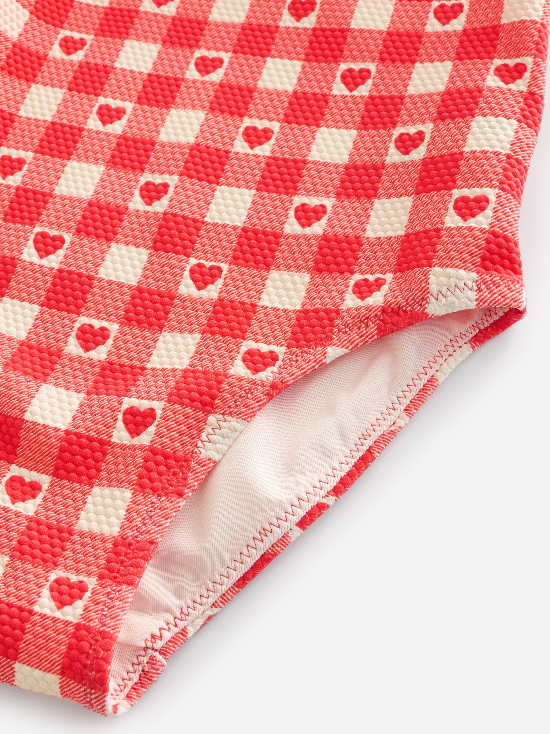 Buy Red Gingham Heart Frill Shoulder Swimsuit (3mths-7yrs) from the ...