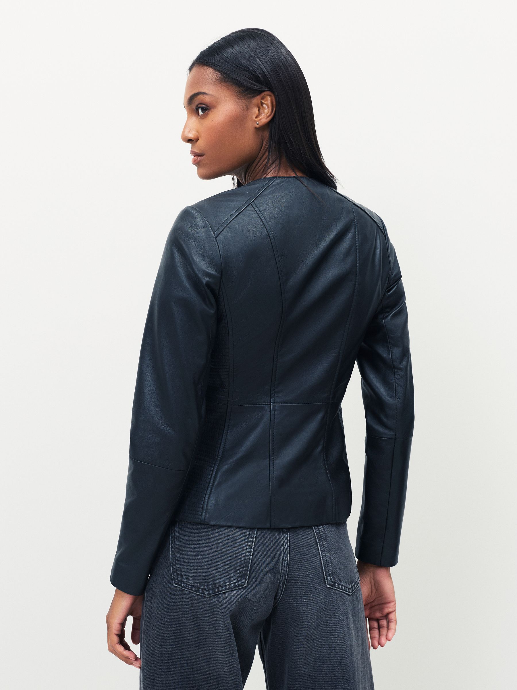 Buy Urban Code Black Collarless Leather Jacket from the Next UK online shop