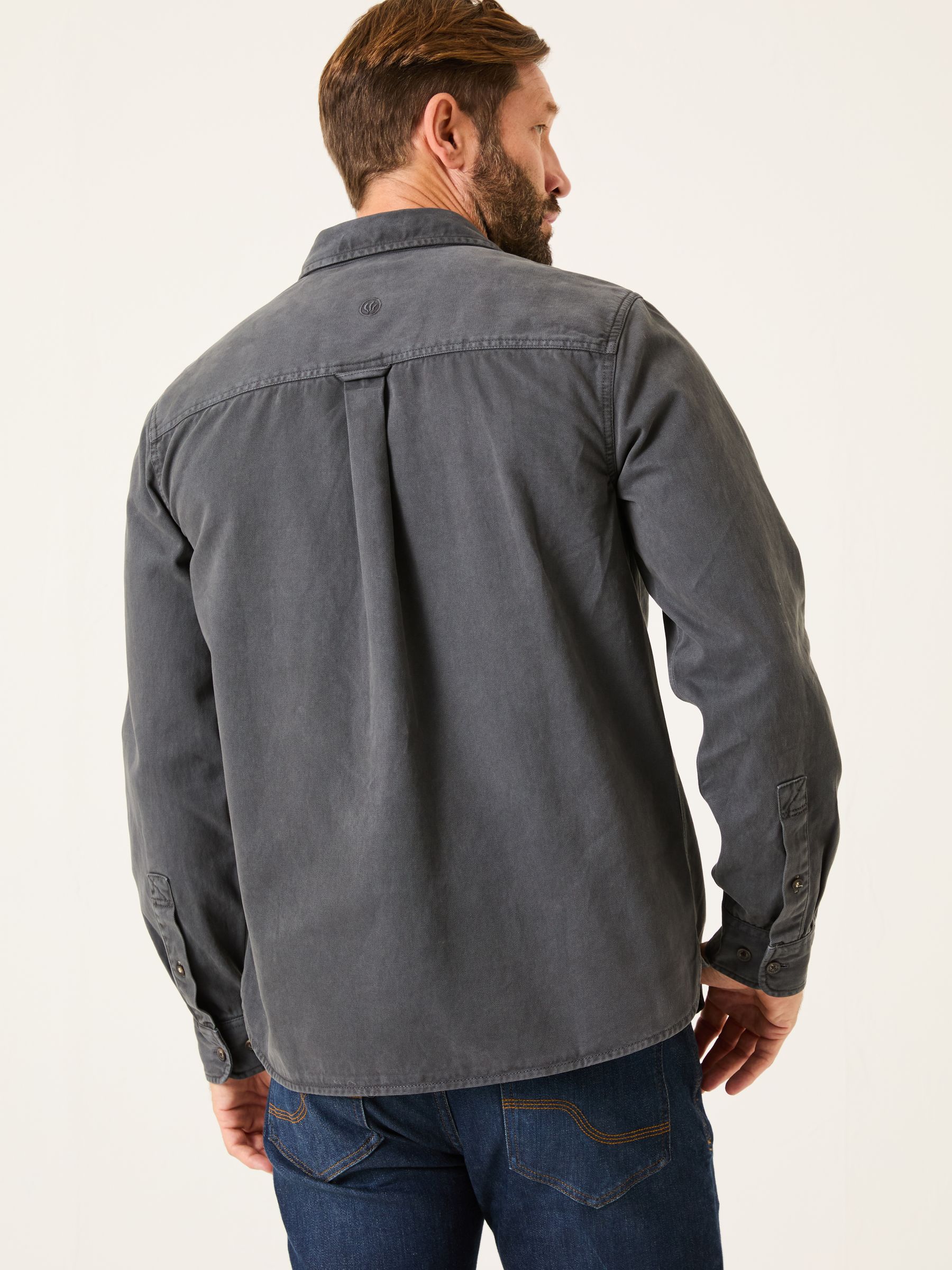 Buy FatFace Filey Washed Black Long Sleeve Plain Shirt from the Next UK ...