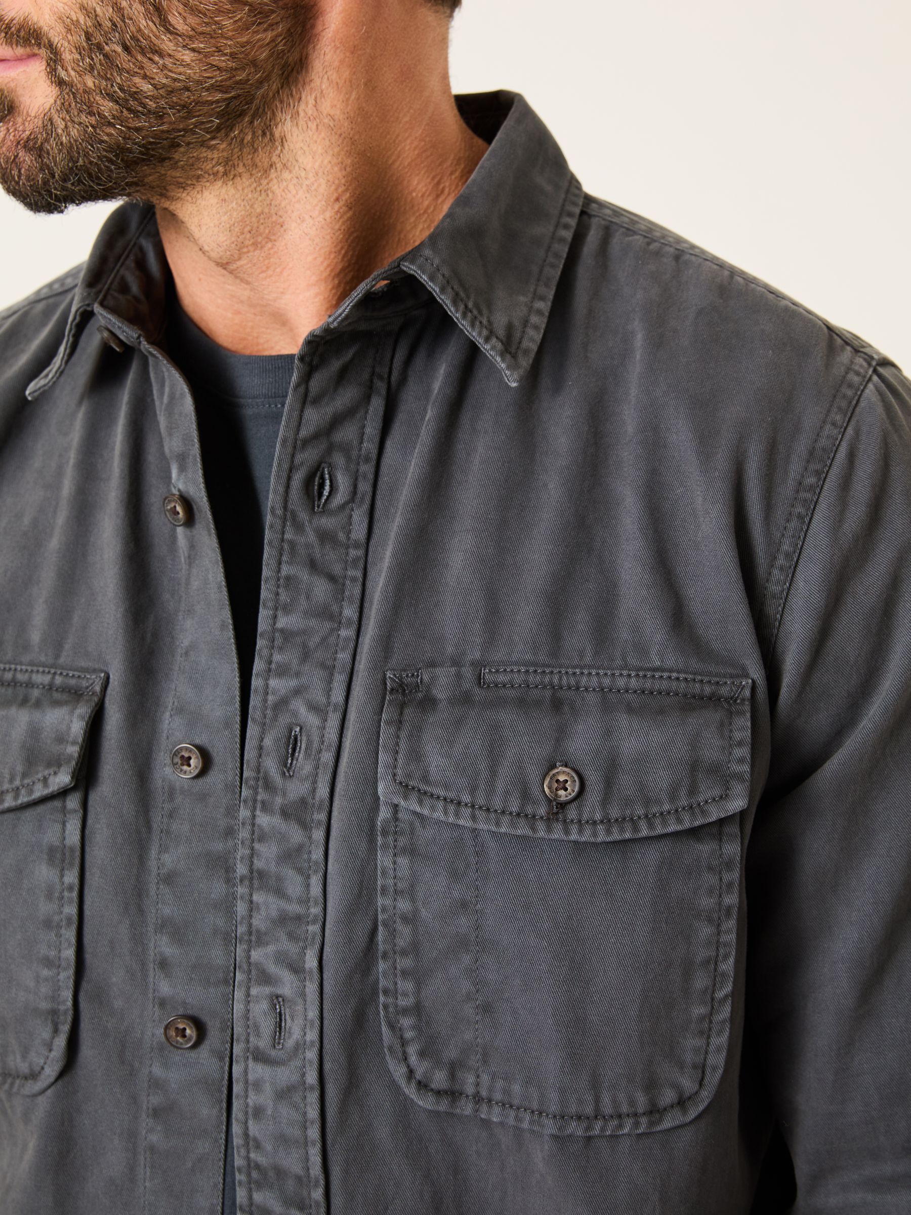 Buy FatFace Filey Washed Black Long Sleeve Plain Shirt from the Next UK ...