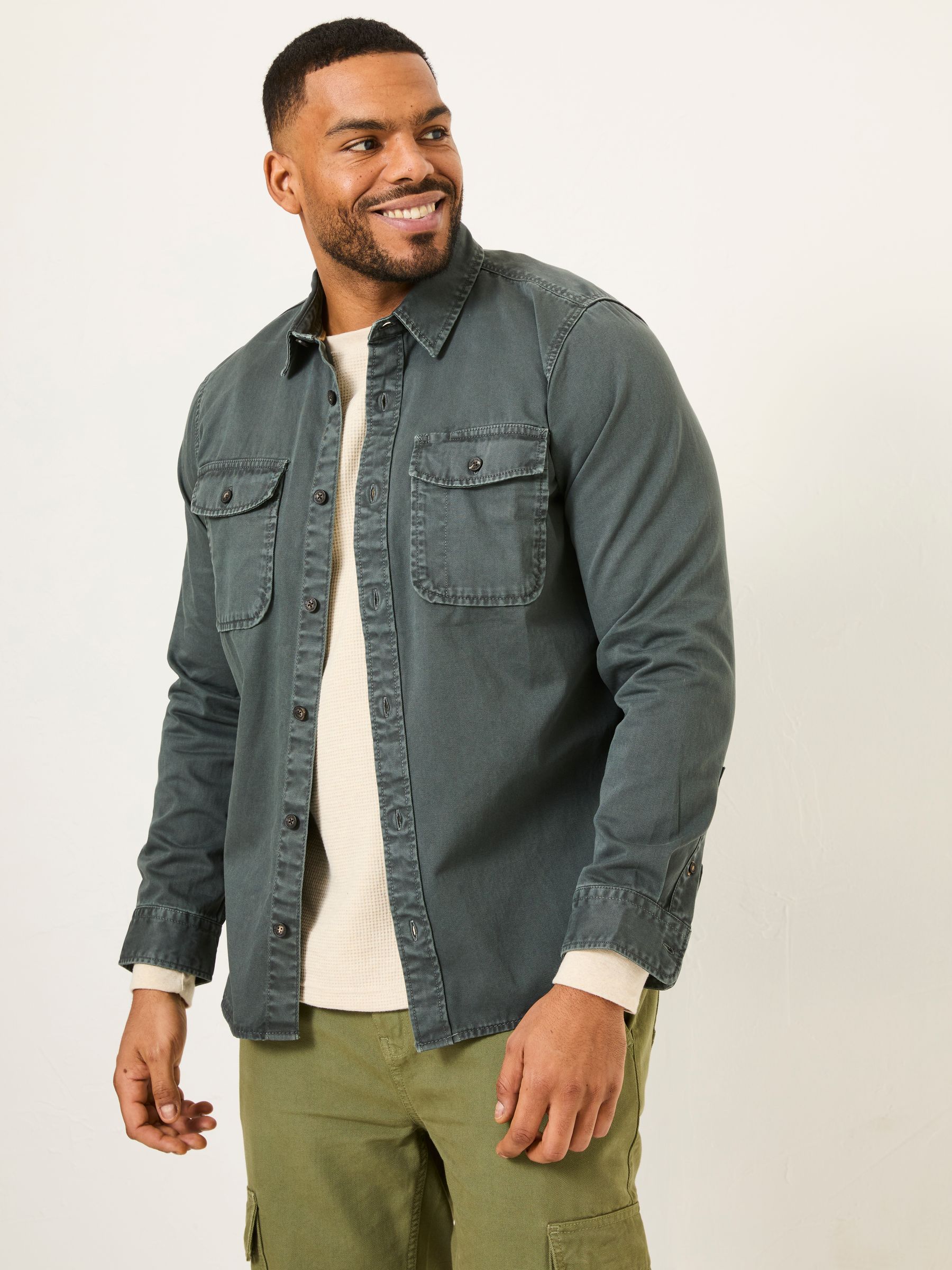 Buy FatFace Filey Washed Black Long Sleeve Plain Shirt from the Next UK ...