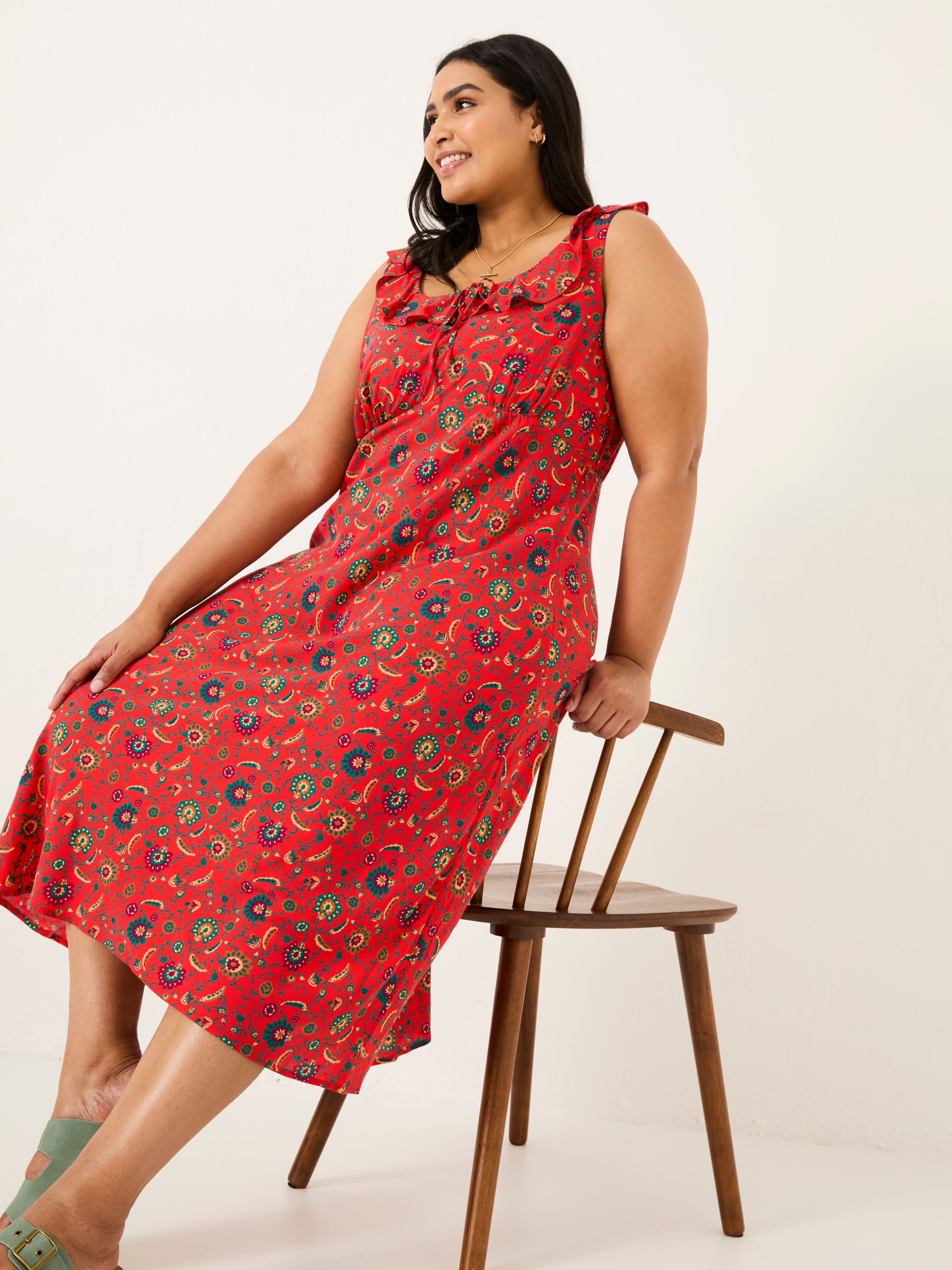 Buy FatFace Ali Burnt Orange Utopia Paisley Frill Midi Dress from the ...