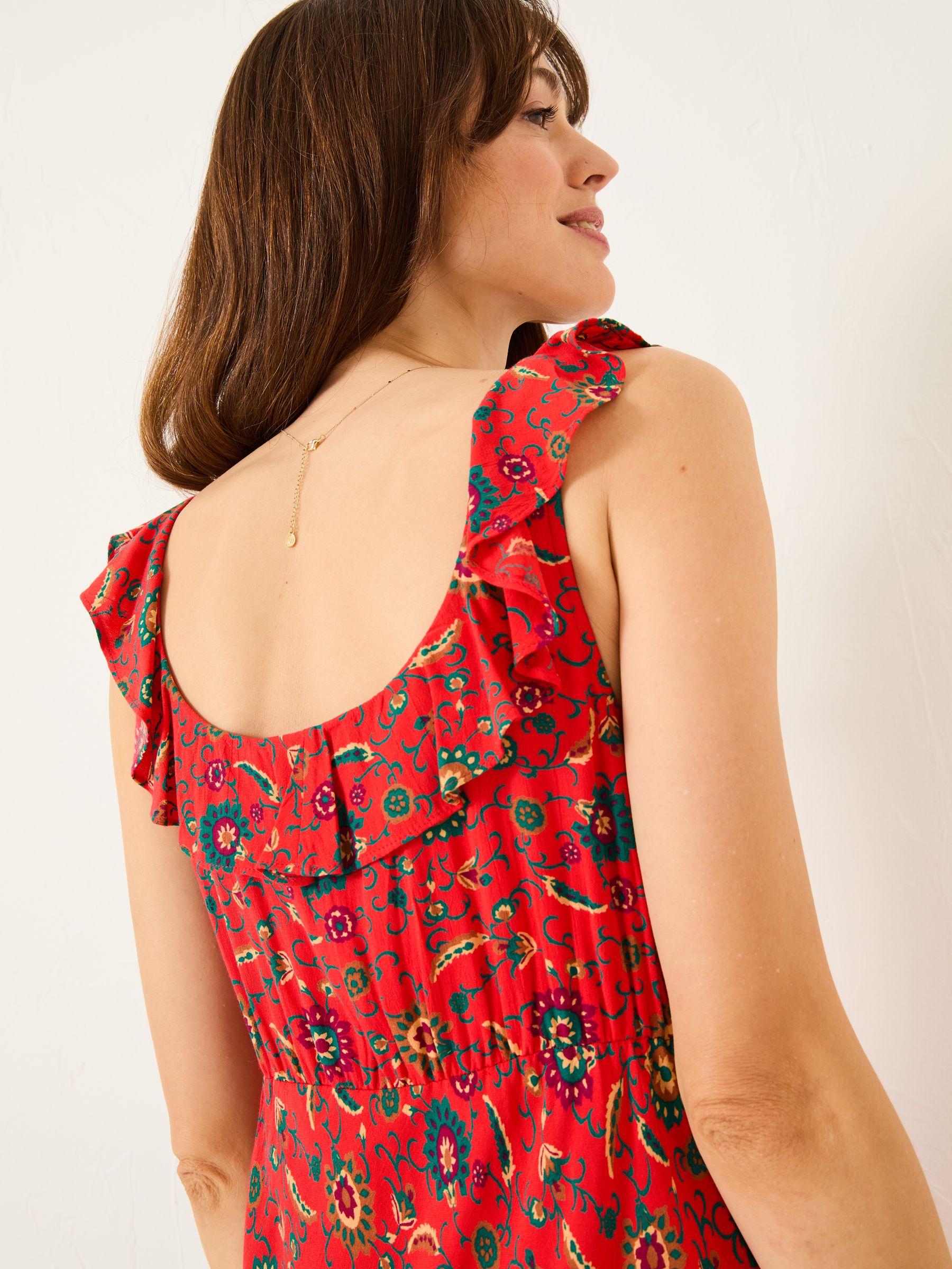 Buy FatFace Ali Burnt Orange Utopia Paisley Frill Midi Dress from the ...
