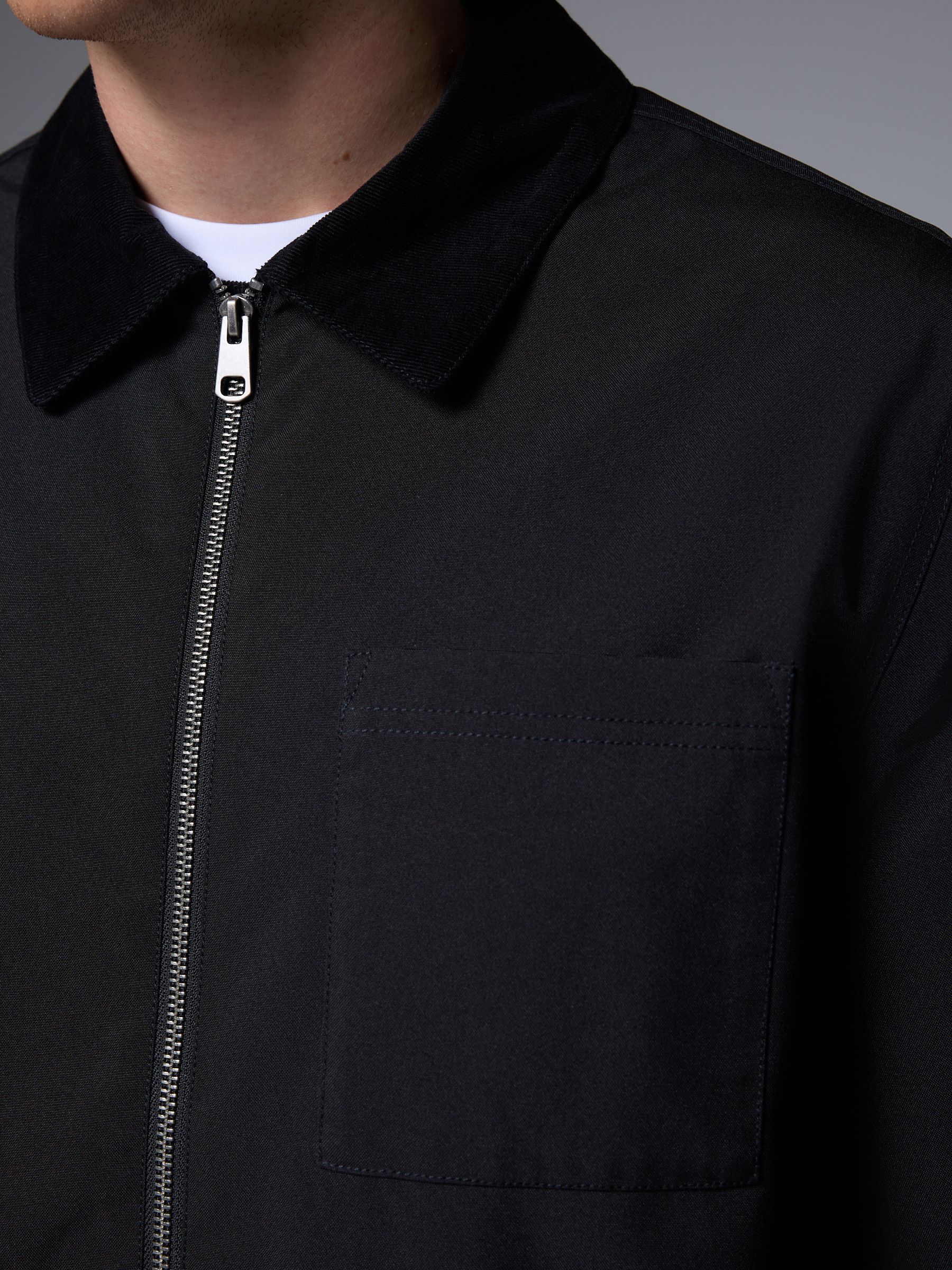 Buy Black Showerproof Corduroy Collar Jacket from the Next UK online shop
