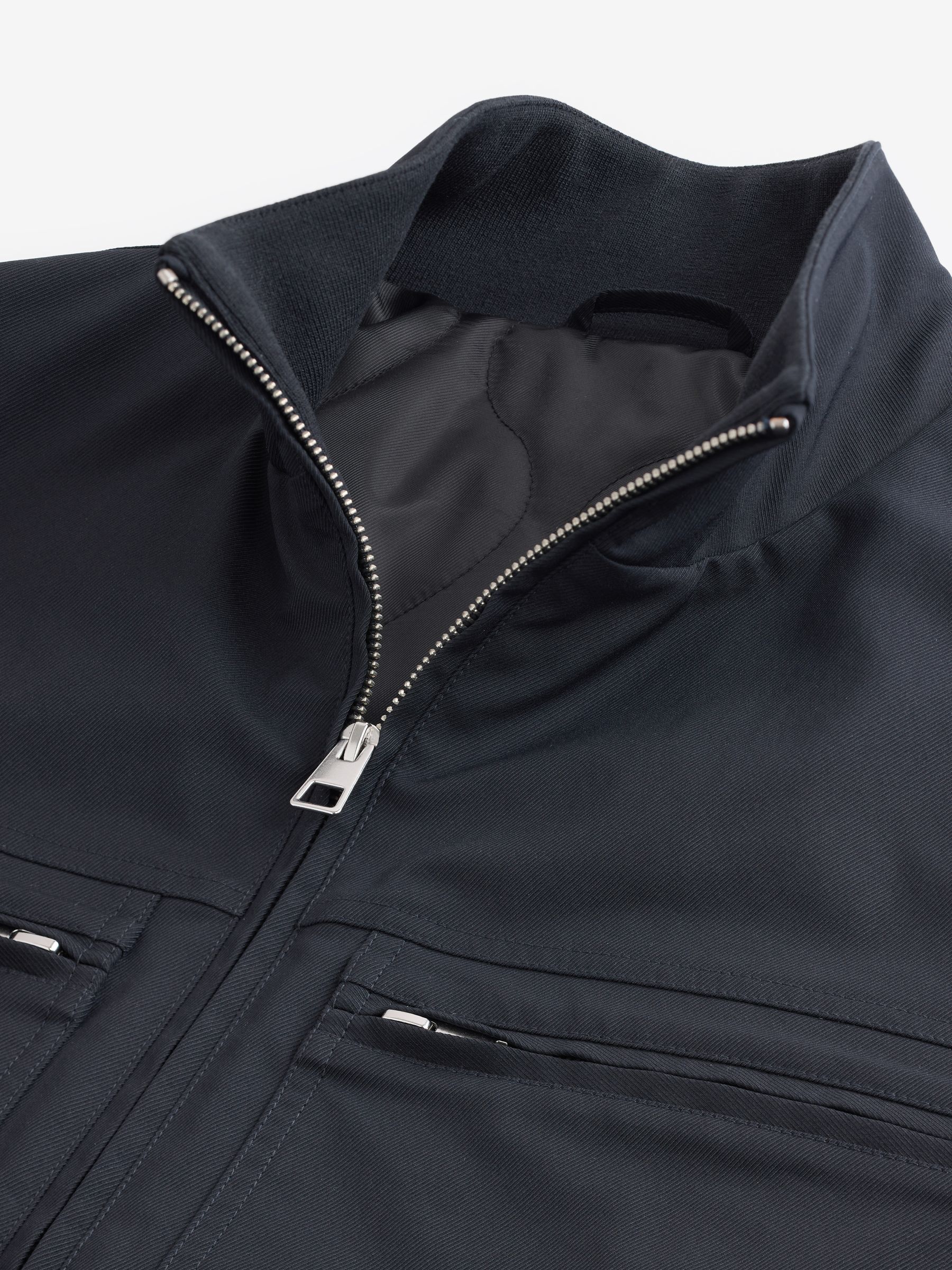 Buy Navy Blue Shower Resistant Padded Twill Utility Jacket from the ...