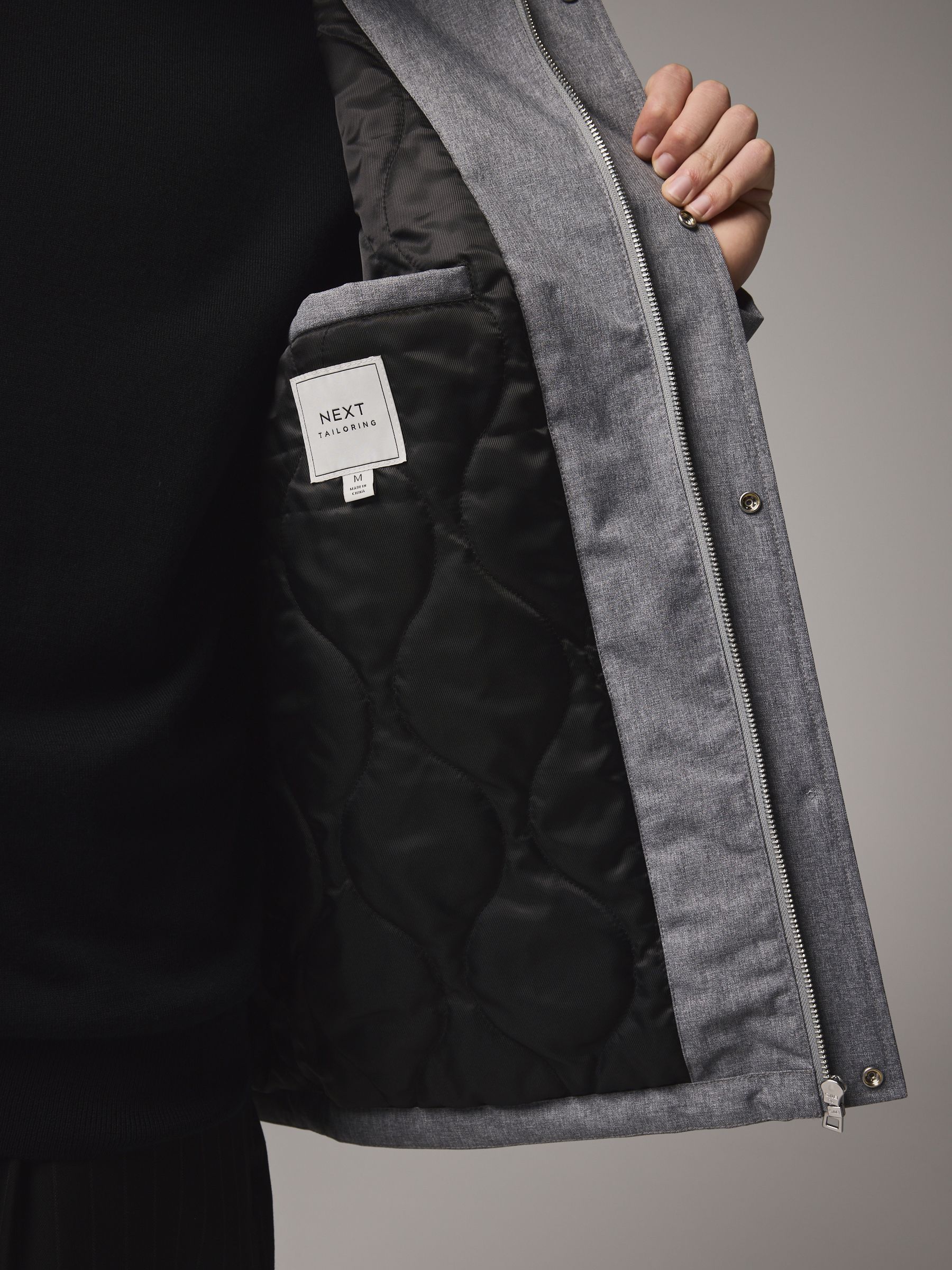 Buy Light Grey Shower Resistant Padded Hood Jacket from the Next UK ...