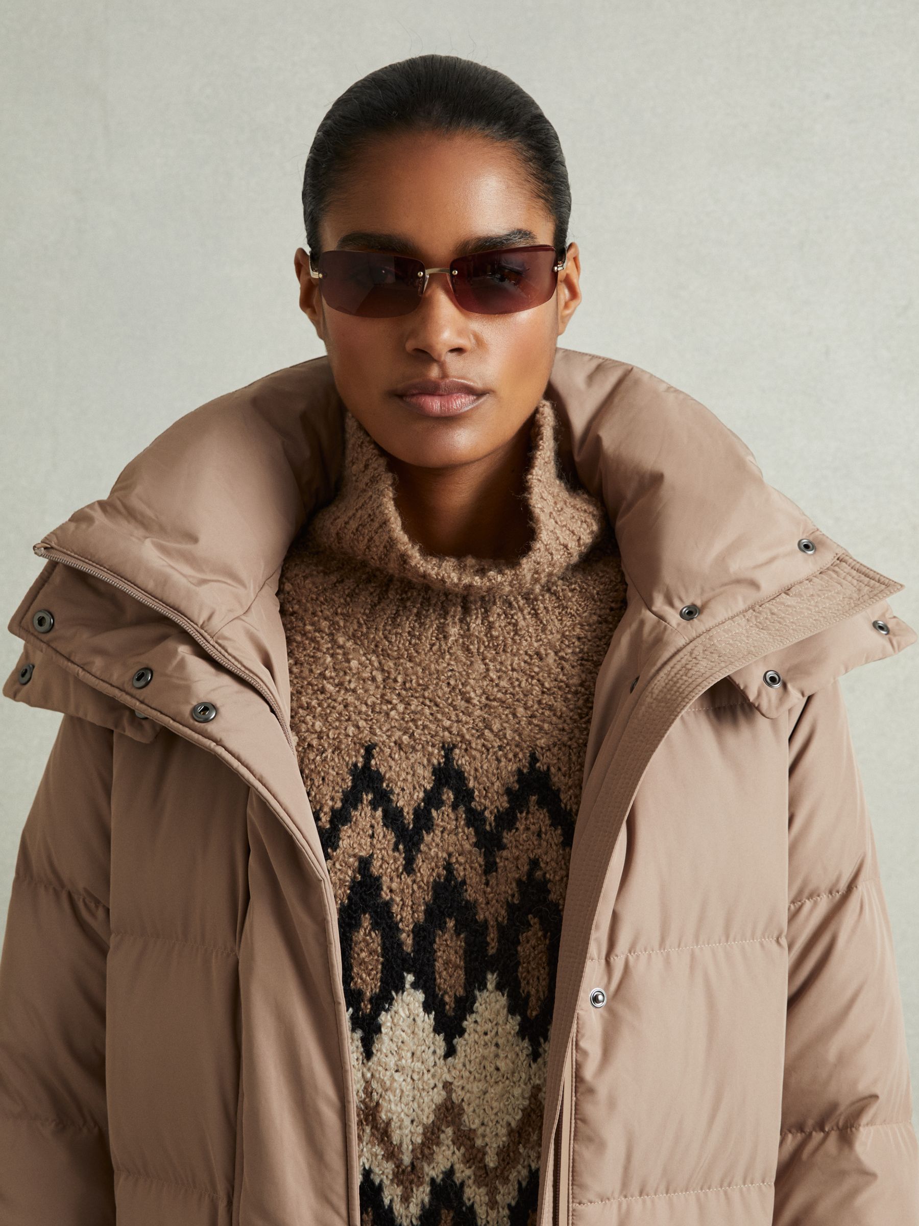 Buy Reiss Mink Neutral Dalby Longline Hooded Puffer Coat from the Next ...