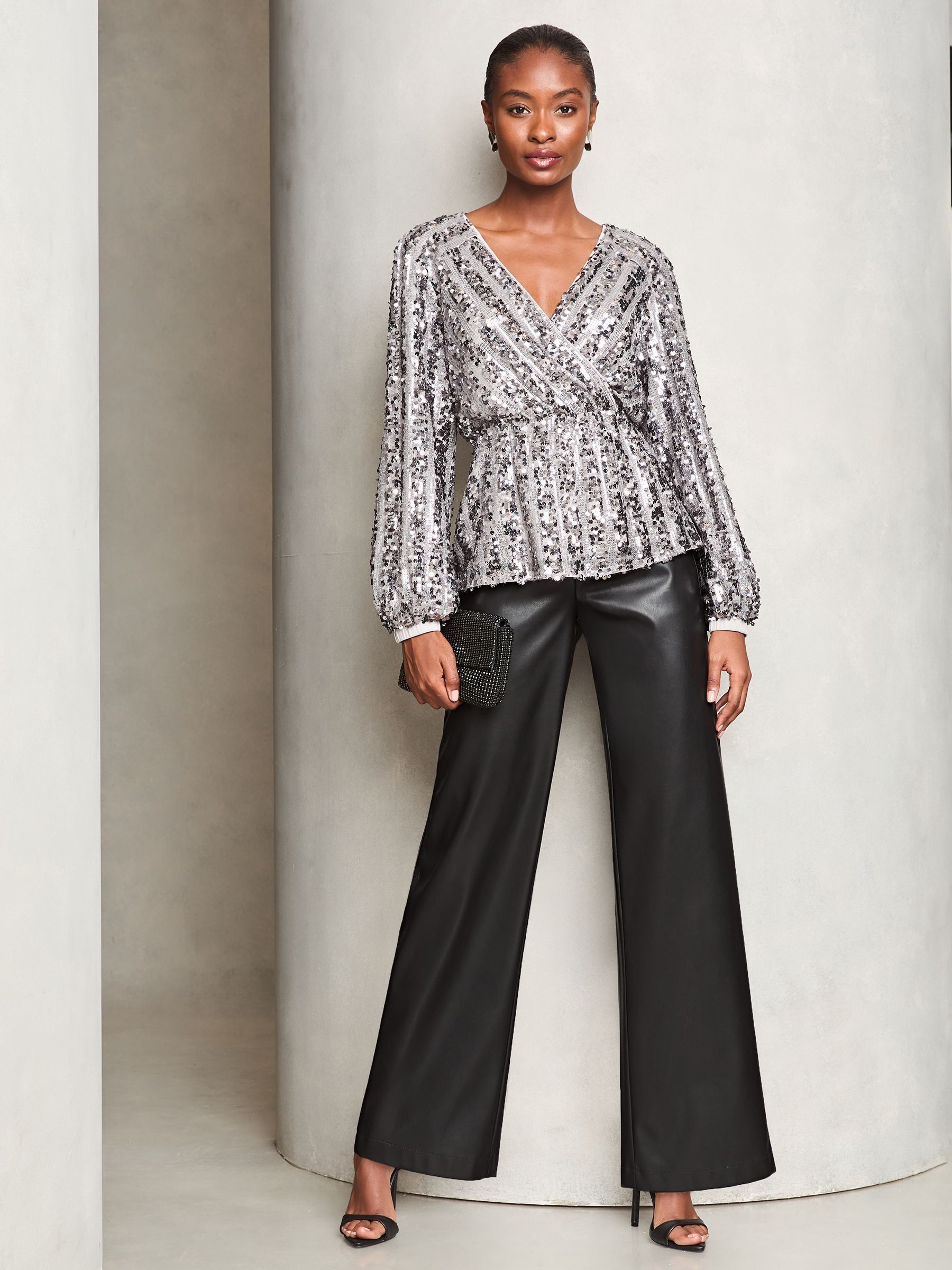 Buy Lipsy Silver Sequin Wrap Top from the Next UK online shop