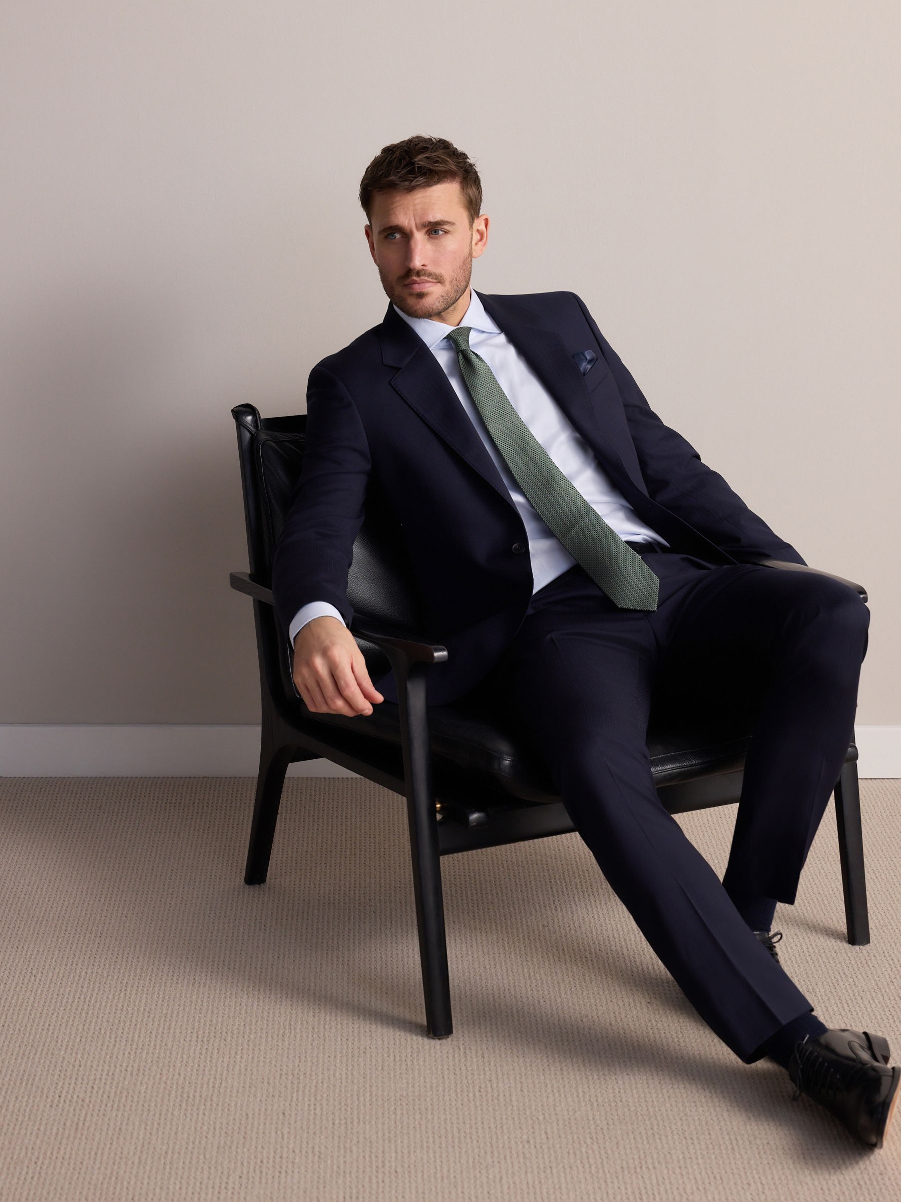 Buy Navy Blue Slim Fit Signature Marzotto Italian Wool Fabric Suit ...