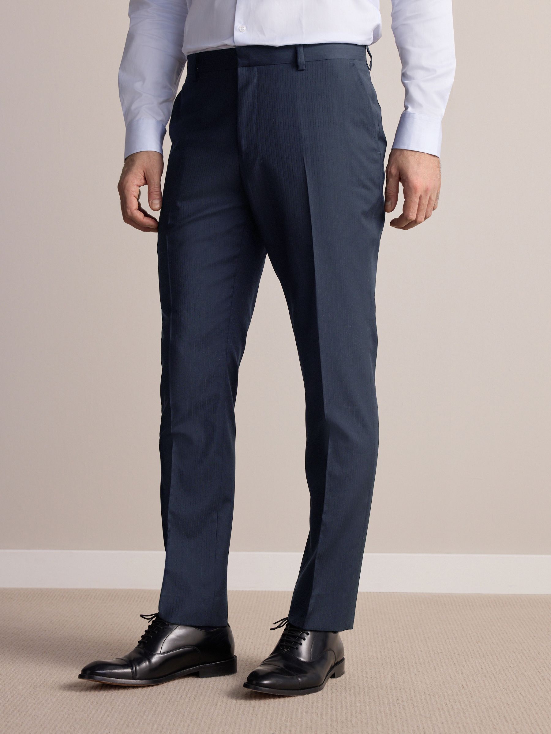 Buy Navy Blue Slim Fit Signature Marzotto Italian Wool Fabric Suit ...