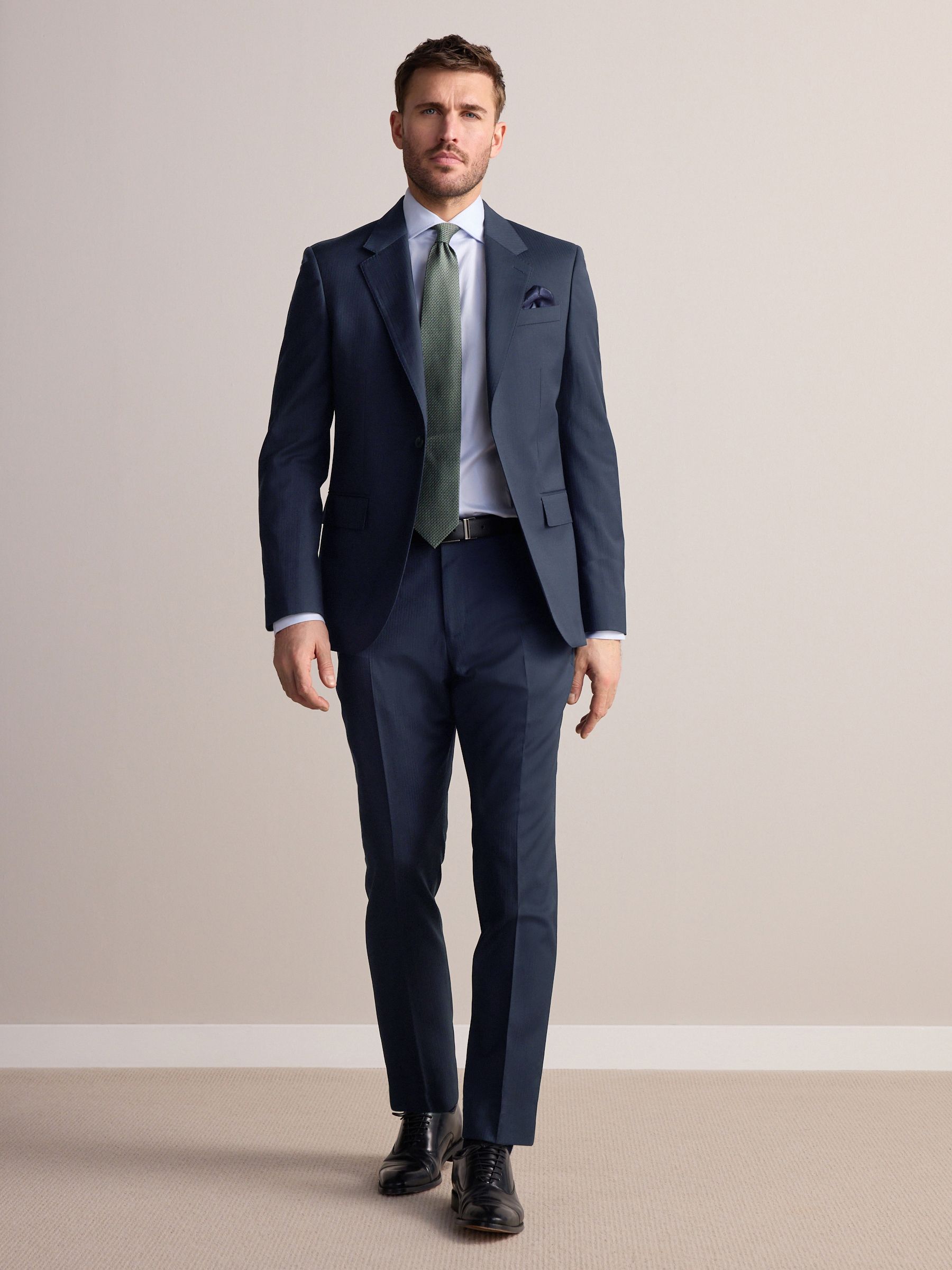 Buy Navy Blue Slim Fit Signature Marzotto Italian Wool Fabric Suit ...