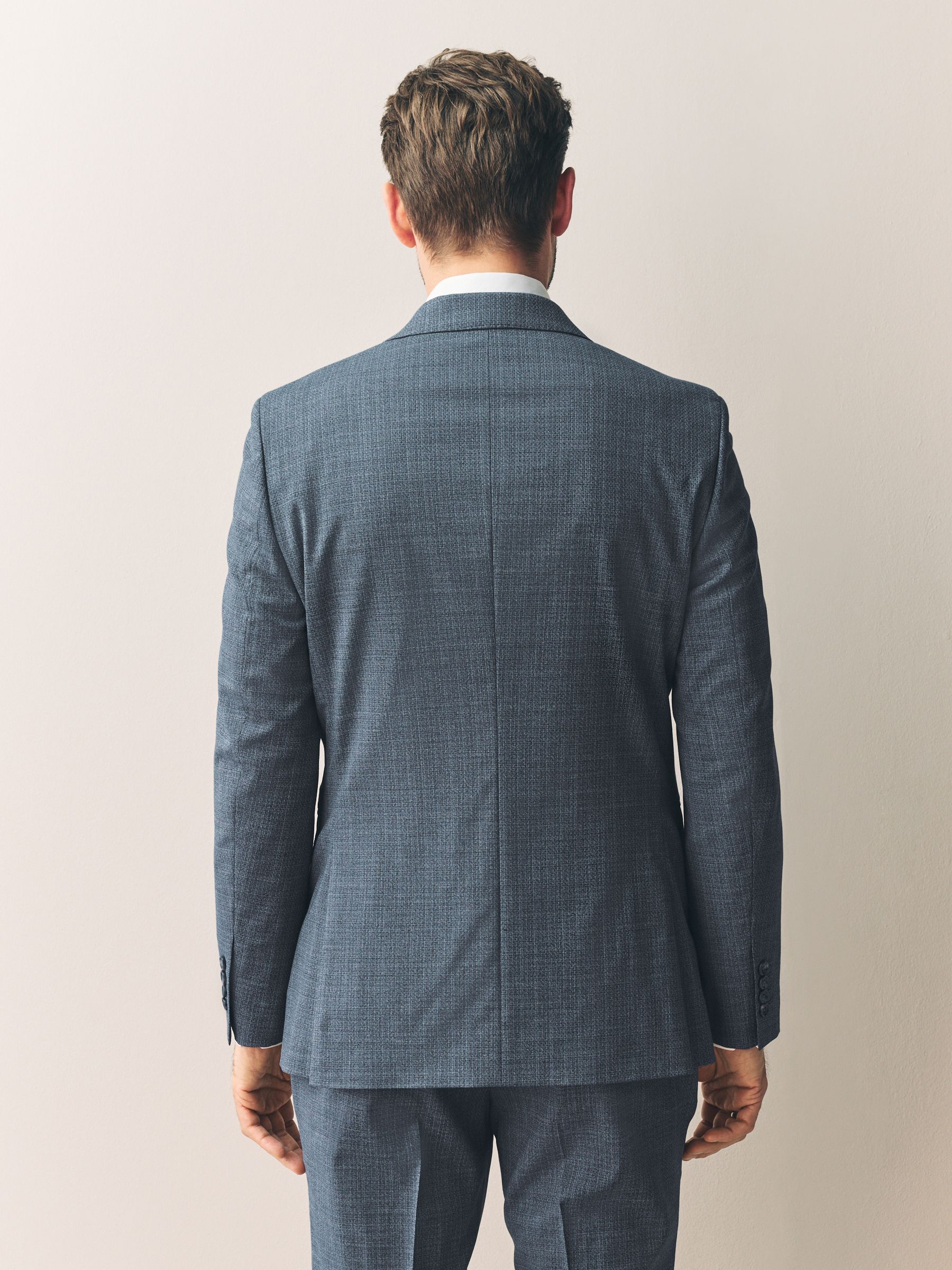 Buy Grey Slim Fit Signature Texture Marzotto Italian Fabric 100% Wool ...