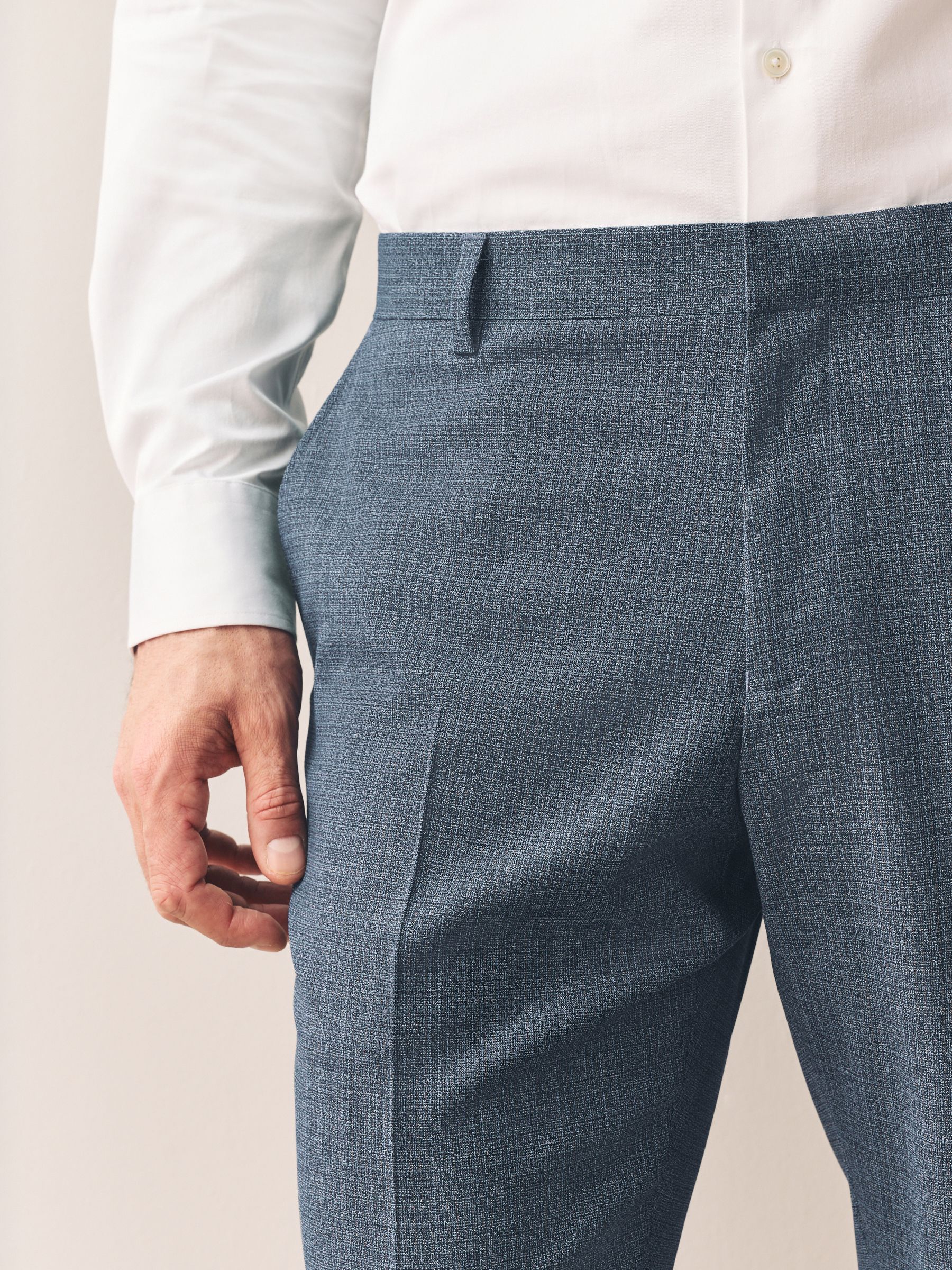 Buy Grey Slim Fit Signature Texture Marzotto Italian Fabric 100% Wool ...