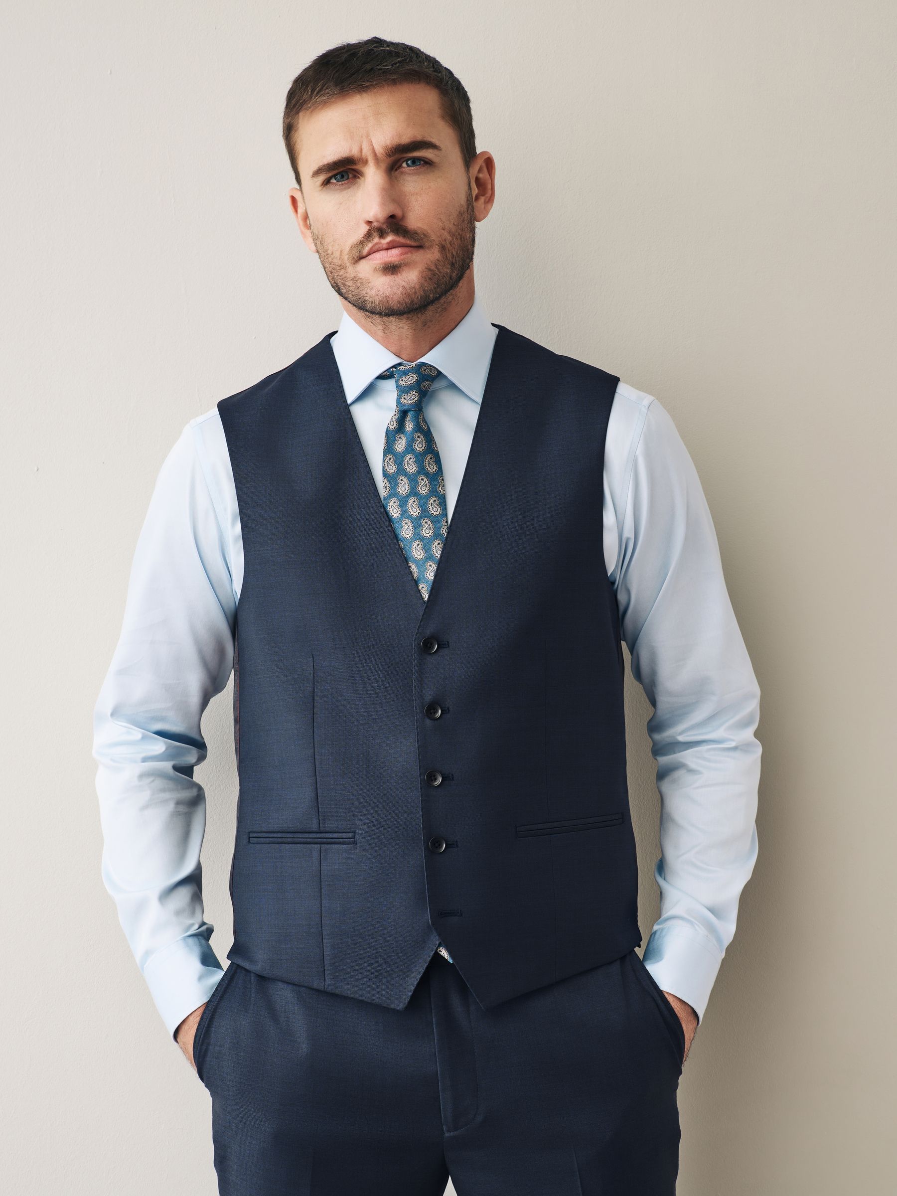 Buy Navy Signature Cerutti !00% Italian Wool Suit Waistcoat from the ...