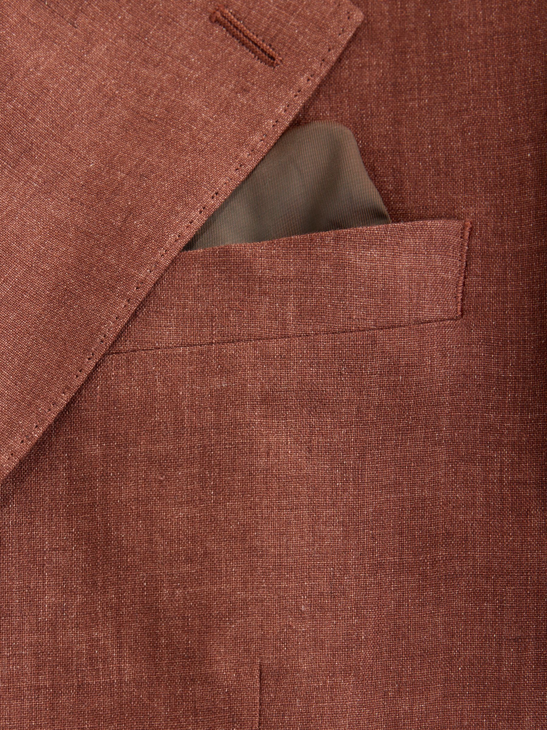 Buy Rust Brown Slim Fit Leomaster Italian 100% Linen Suit Jacket from ...
