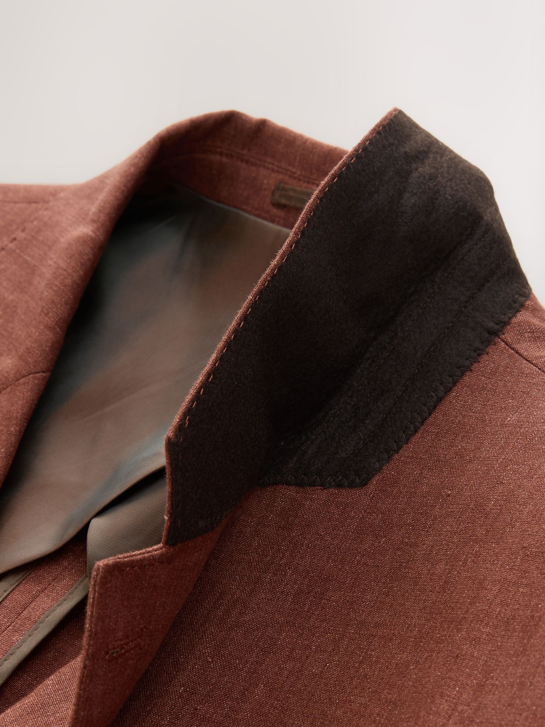 Buy Rust Brown Slim Fit Leomaster Italian 100% Linen Suit Jacket from ...