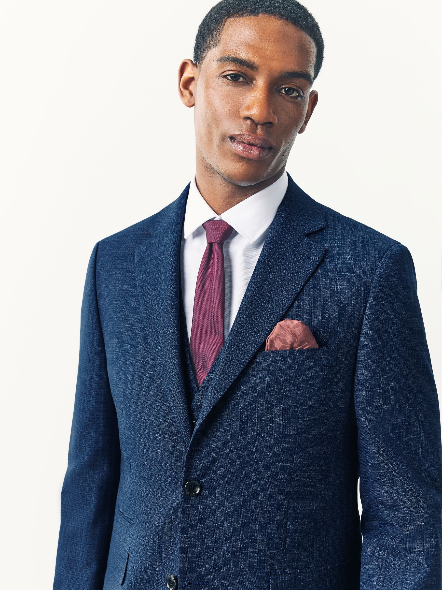 Buy Blue Tailored Fit Textured Wool Blend Suit Jacket from the Next UK ...
