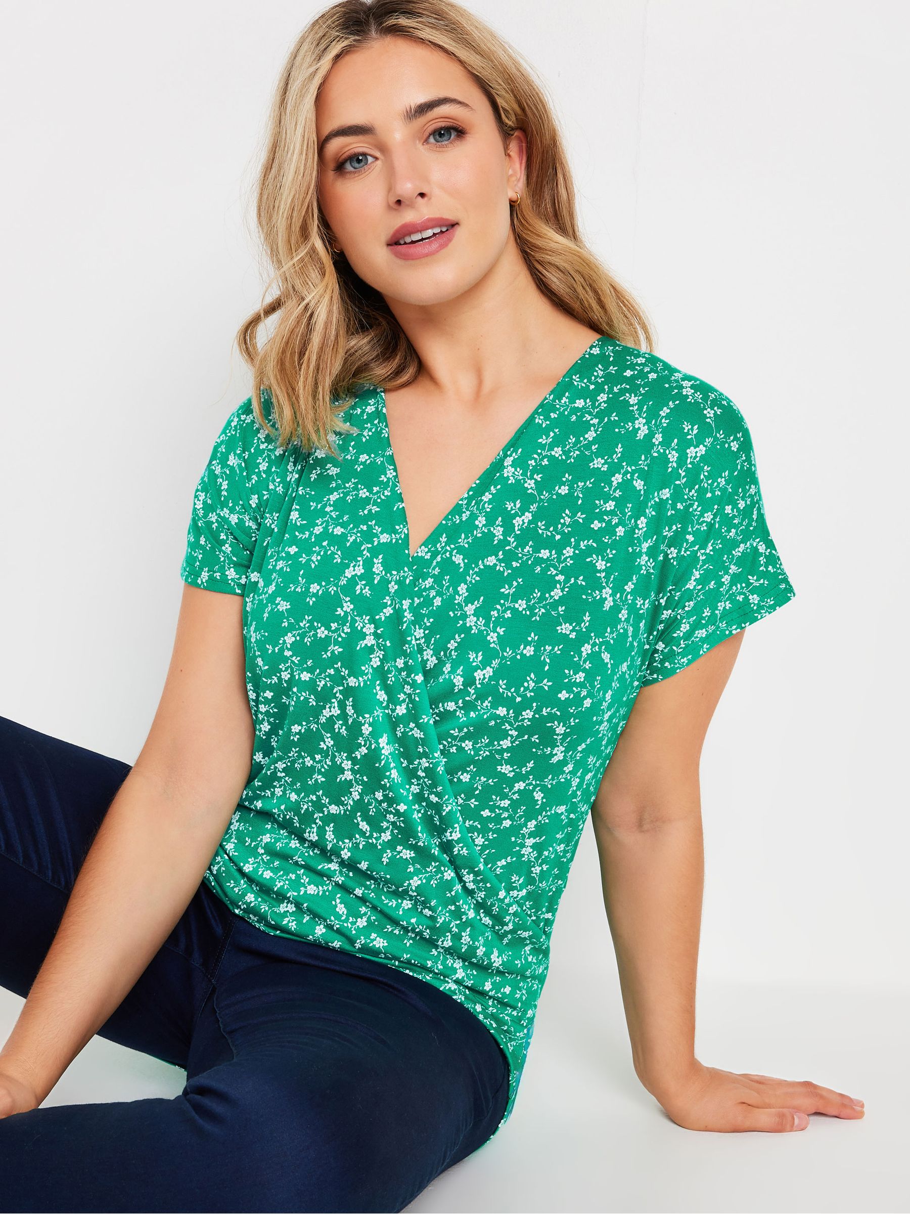 Buy M&Co Green Floral Wrap Top from the Next UK online shop