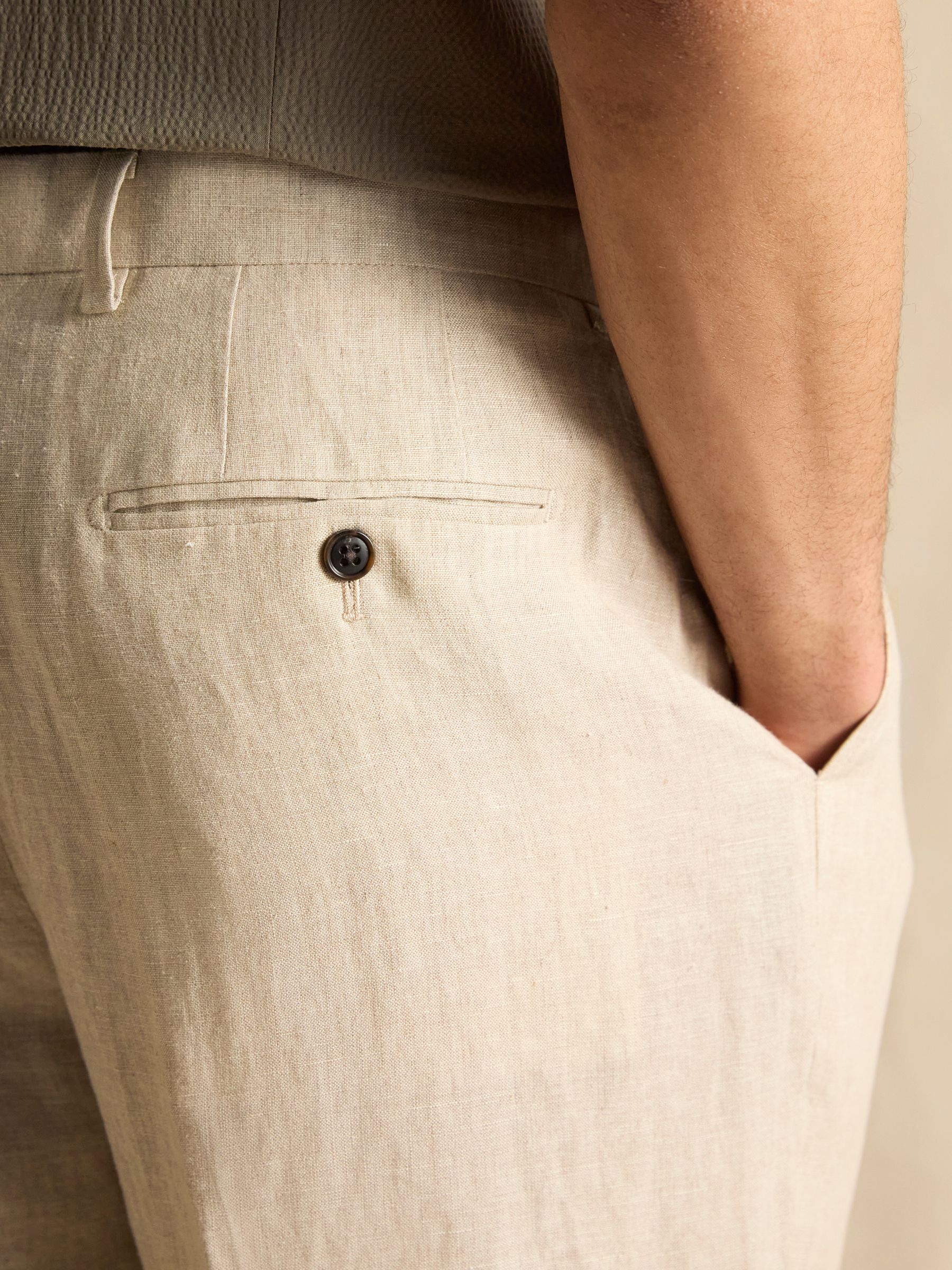 Buy Joules Stone Slim Fit 100% Linen Safari Suit Trousers from the Next ...