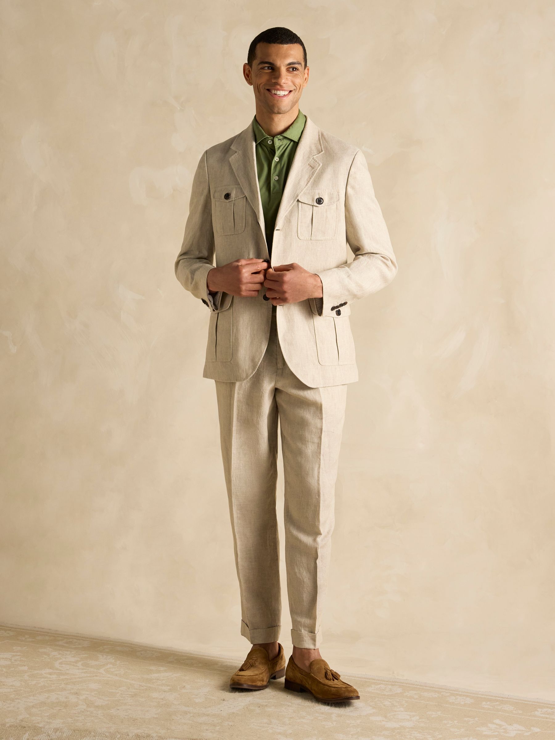 Buy Joules Stone Slim Fit 100% Linen Safari Suit Trousers from the Next ...