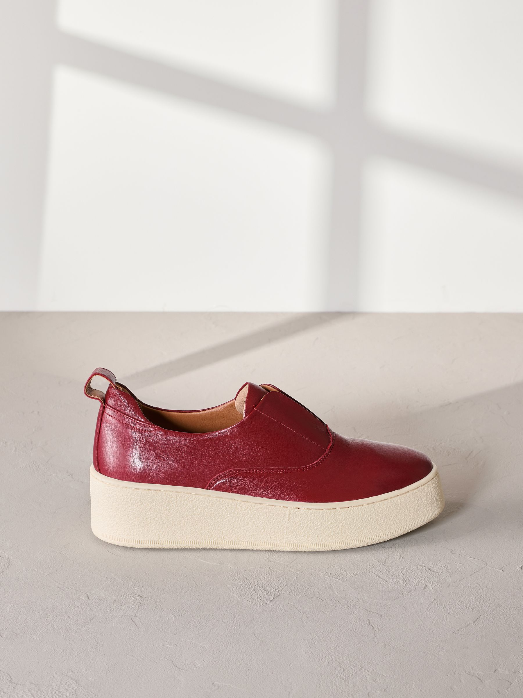 Buy Red Slip On Signature Forever Comfort® Leather Chunky Wedge ...