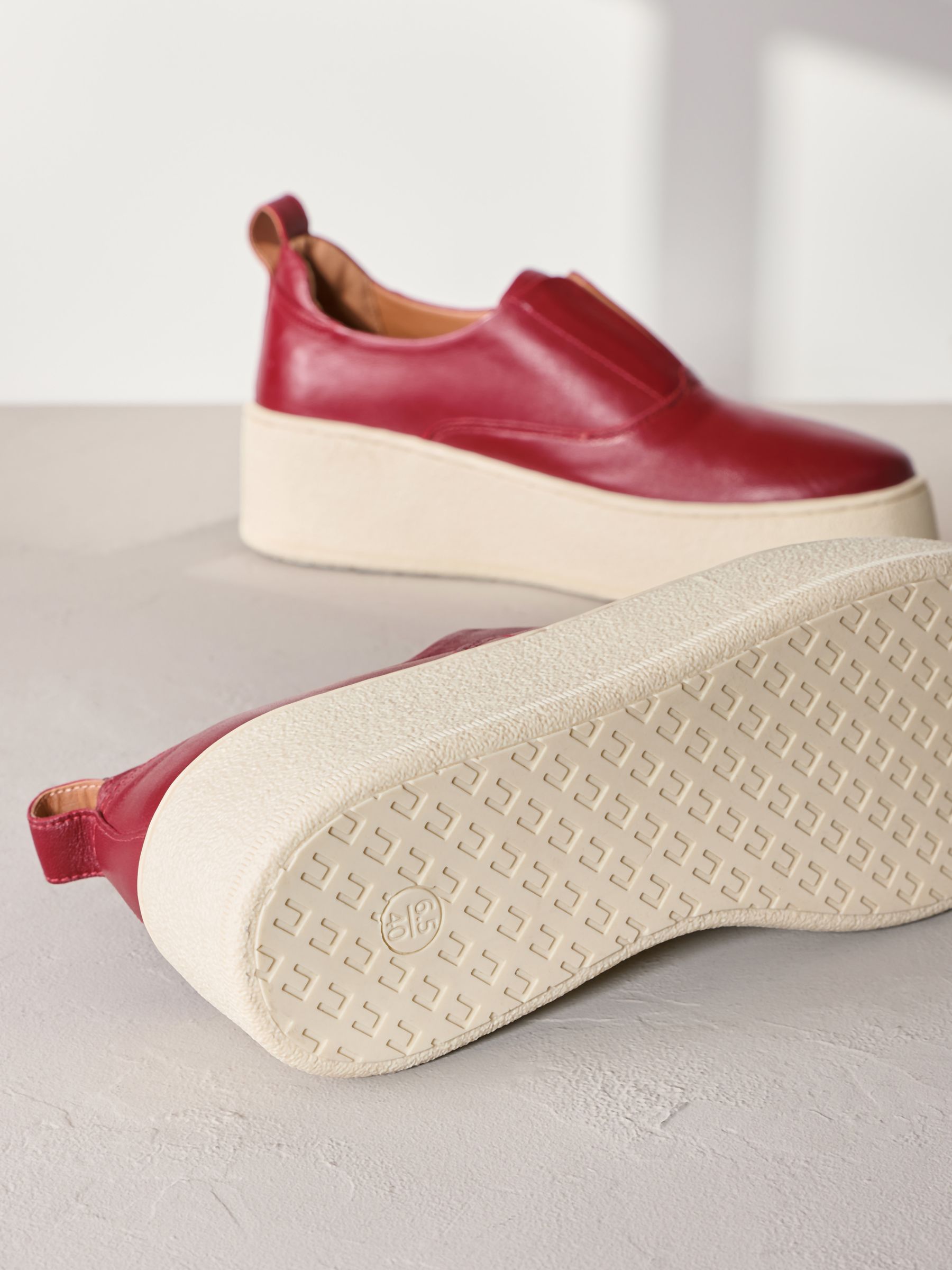 Buy Red Slip On Signature Forever Comfort® Leather Chunky Wedge ...