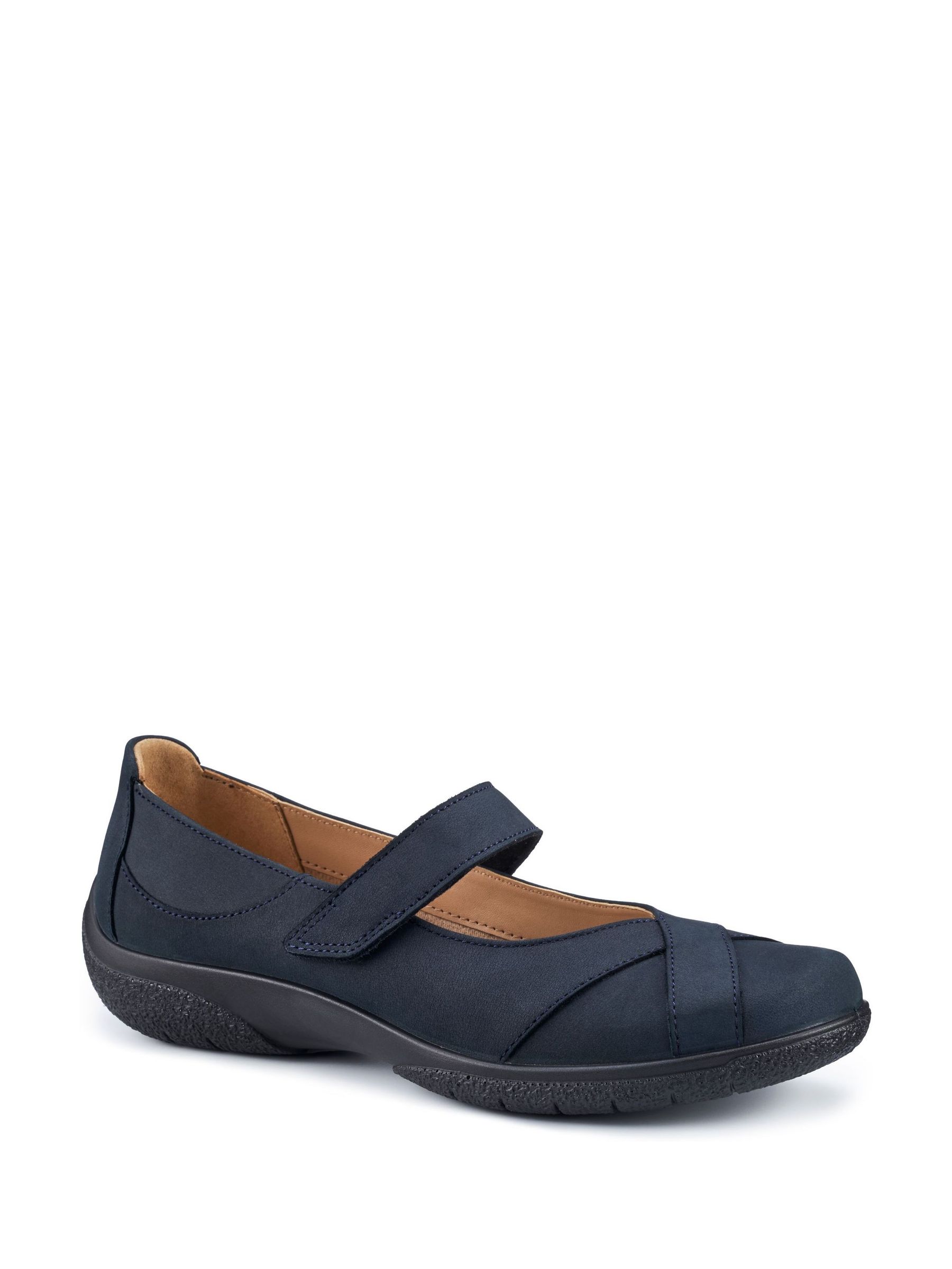 Buy Hotter Denim Blue Standard Fit Hope Touch-Fastening Leather Shoes ...