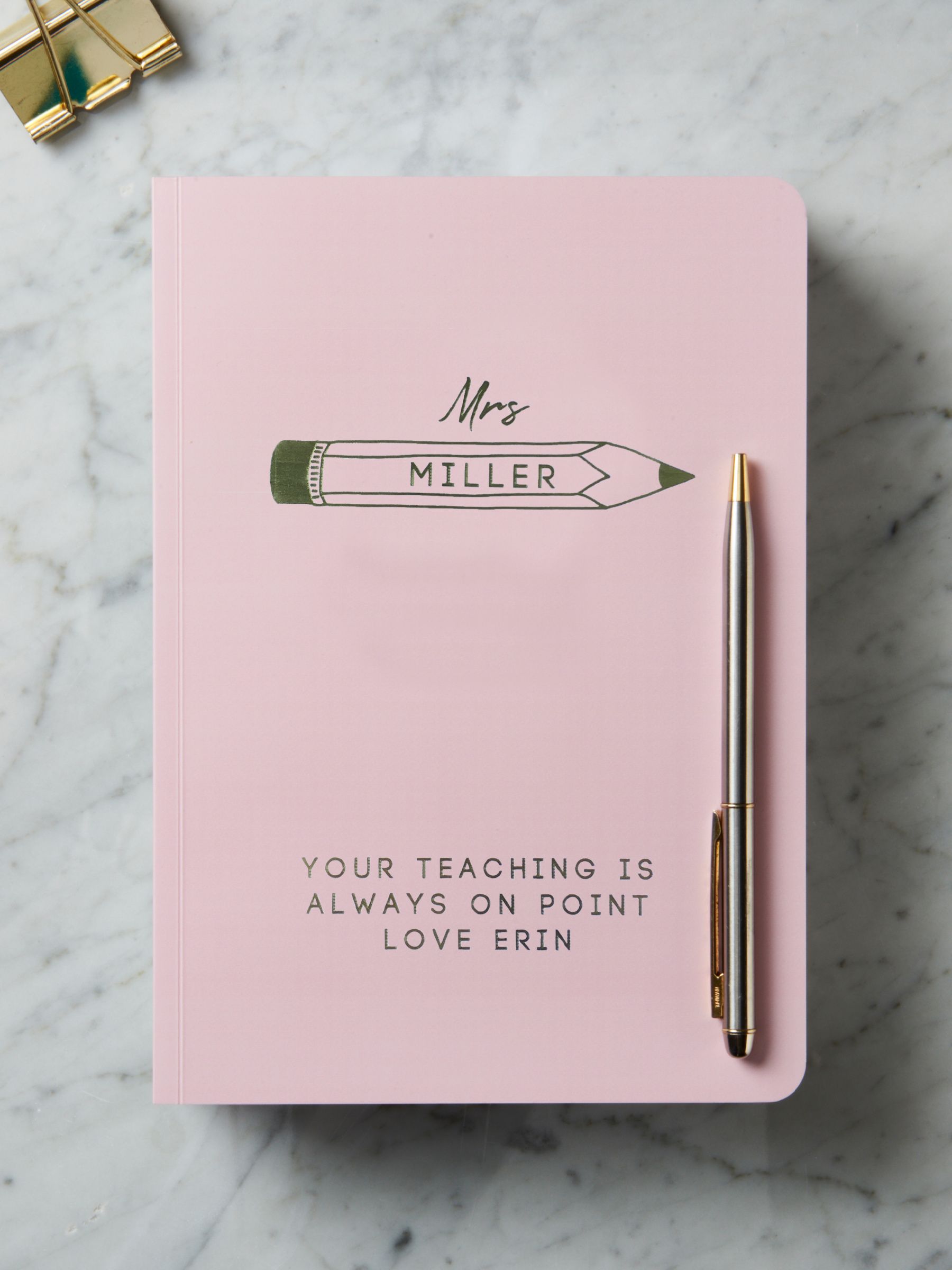Buy Posh Totty Designs Blue Personalised Gold Foil Teacher Notebook ...