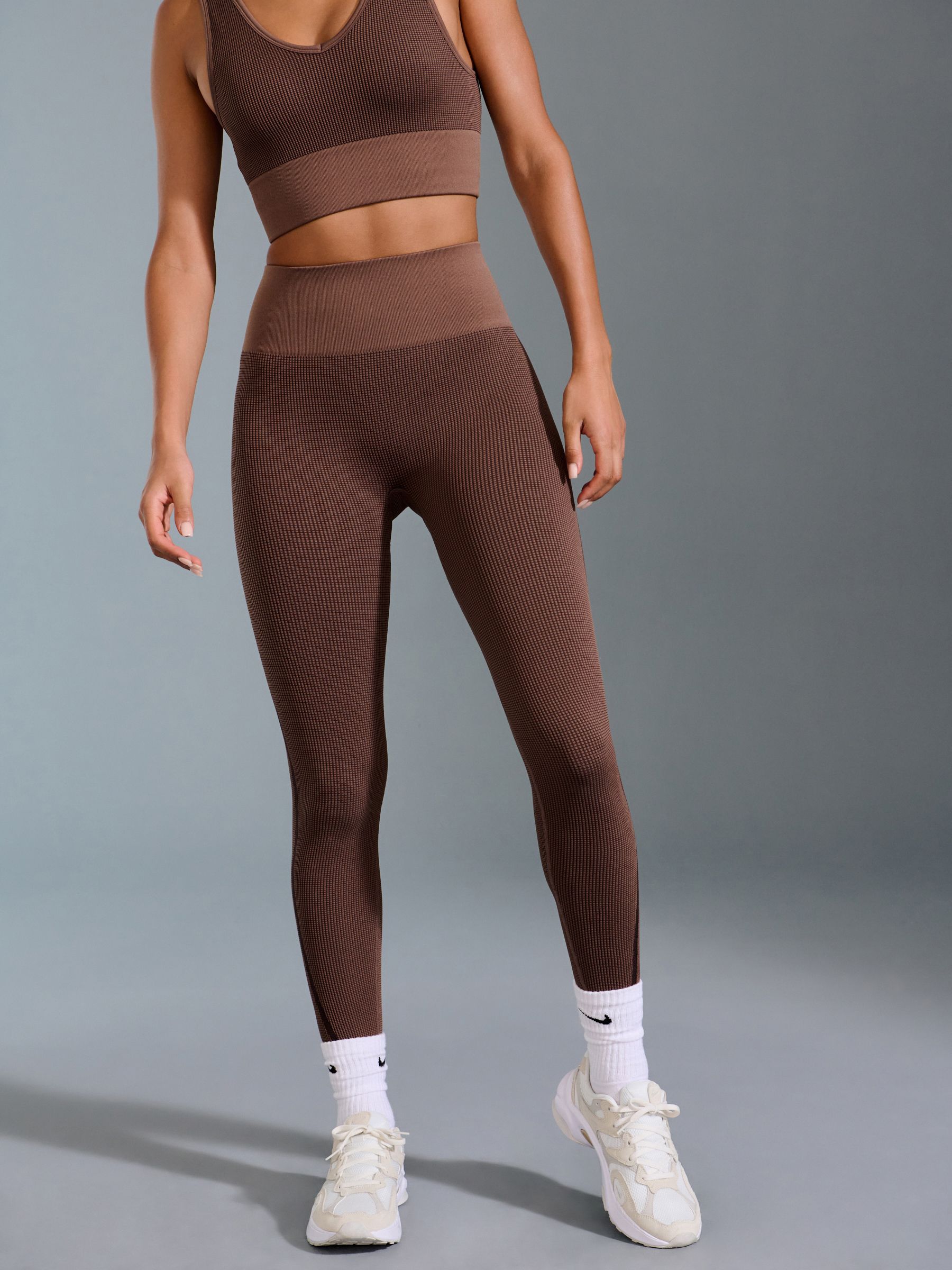 Buy Brown Seamless Waffle Sports Leggings from the Next UK online shop