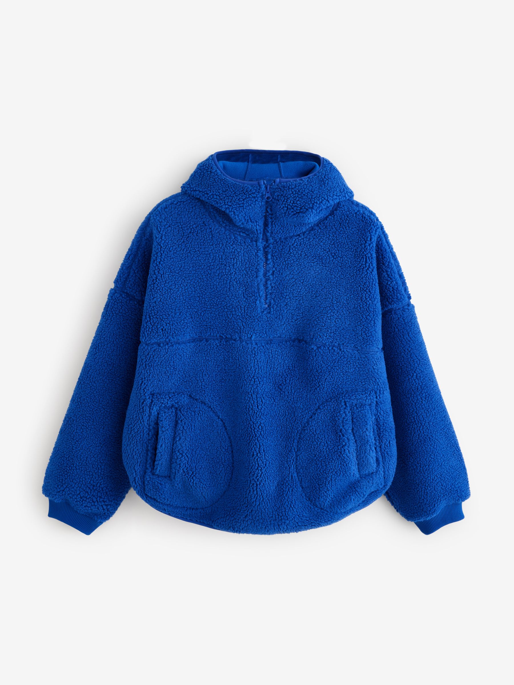 Buy Cobalt Blue Hooded Elbow Patch Borg Fleece Jacket from the Next UK ...