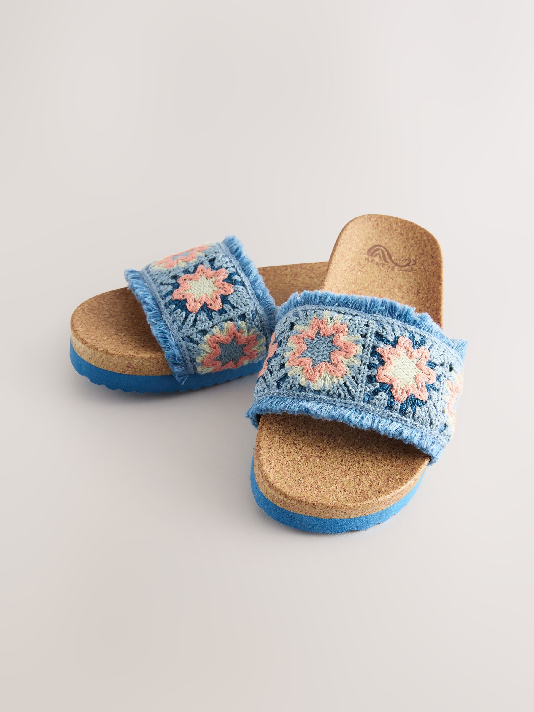 Buy Blue Crochet Sliders from the Next UK online shop