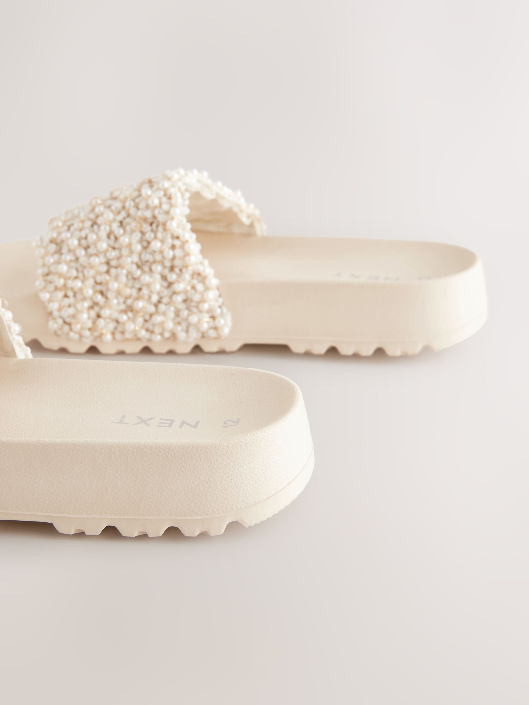 Buy Ivory Pearl Woven Sliders from the Next UK online shop