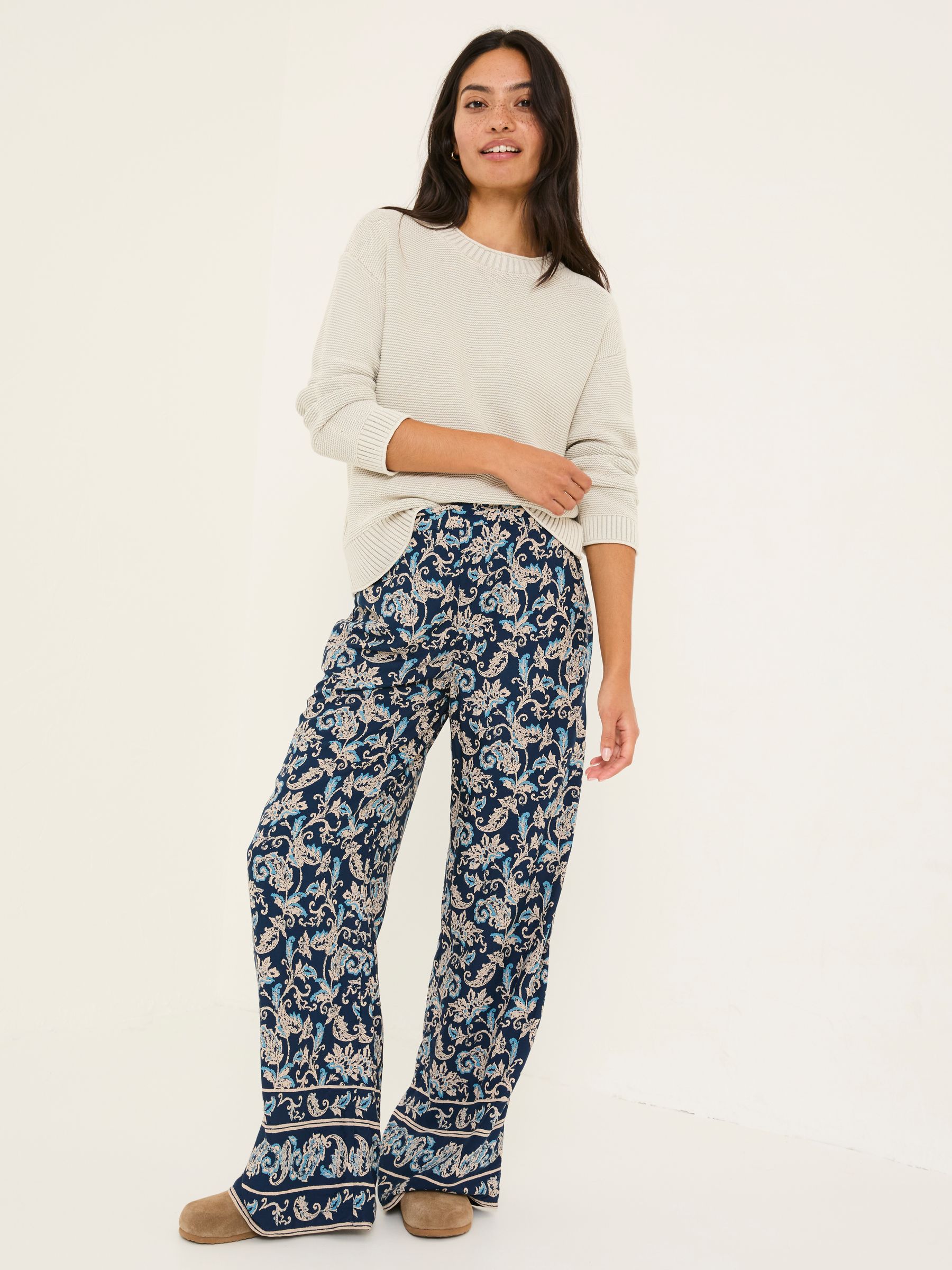 Buy FatFace Blue Soft Paisley Wide Leg Trouser from the Next UK online shop