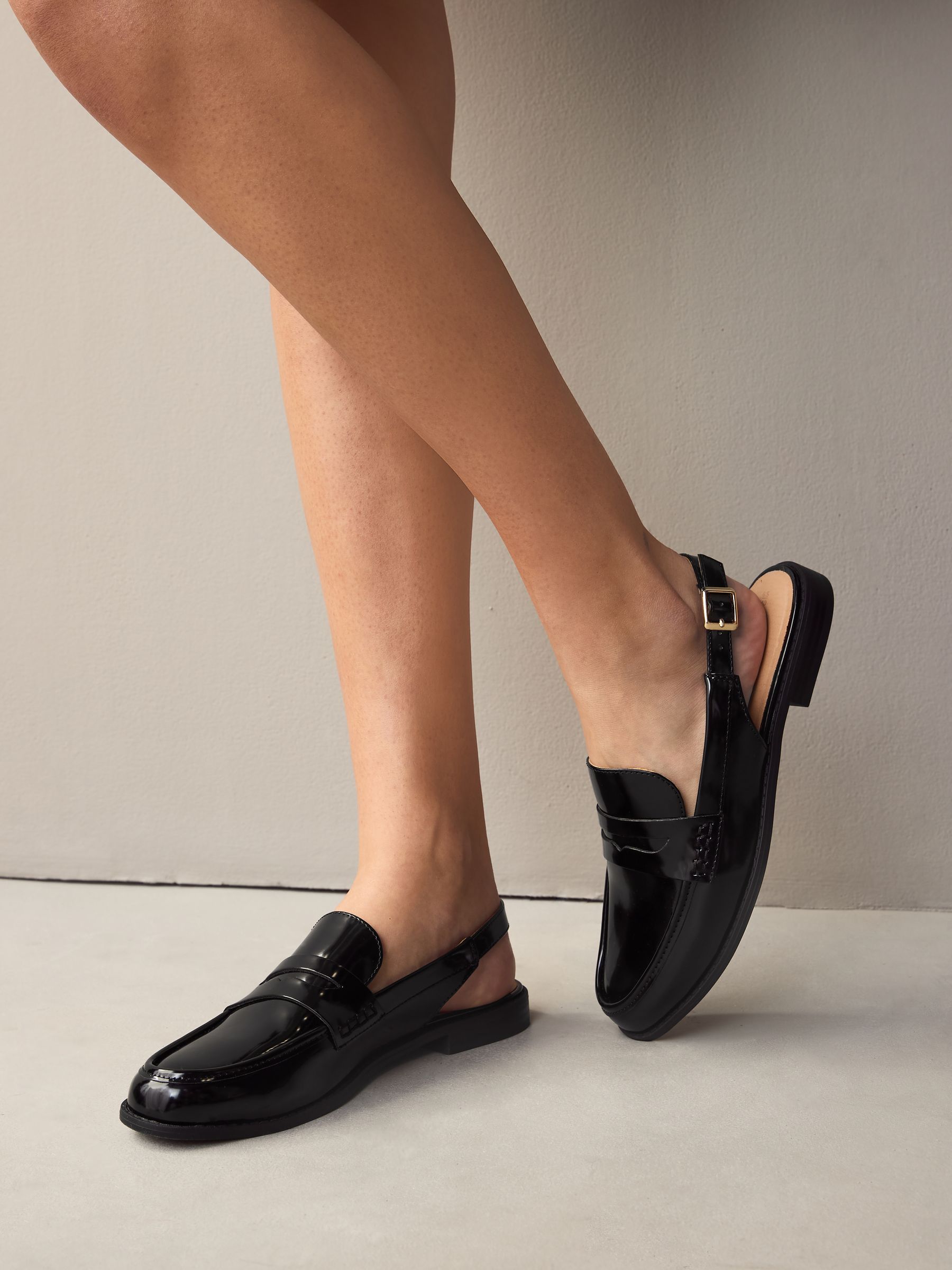 Buy Black Standard Fit Forever Comfort® Round Toe Slingback Loafers ...