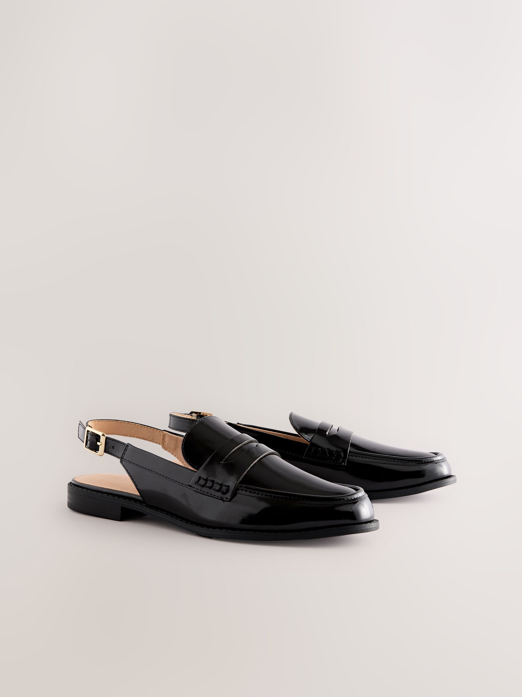 Buy Black Standard Fit Forever Comfort® Round Toe Slingback Loafers ...