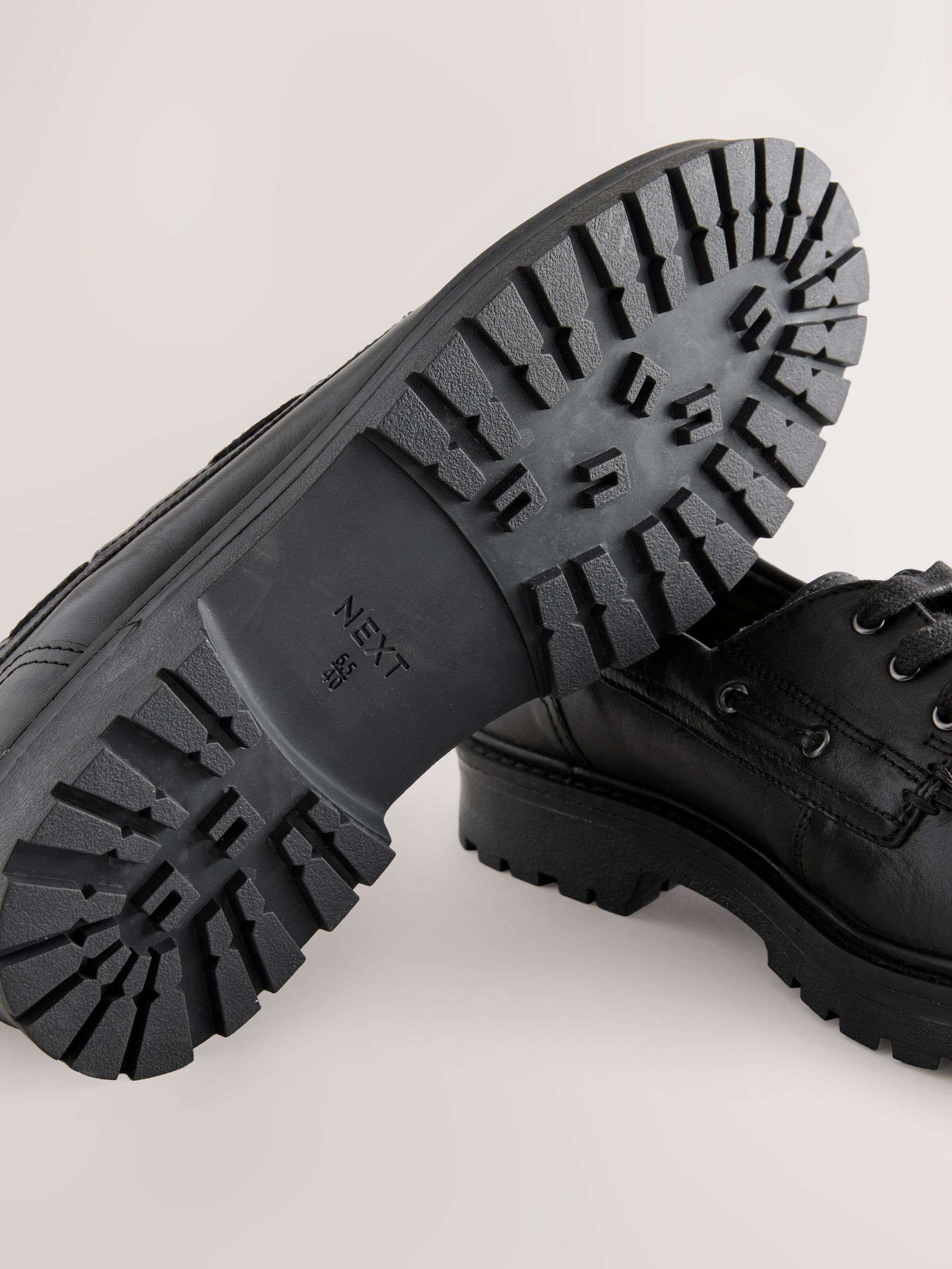 Buy Black Standard Fit Forever Comfort® Leather Chunky Lace-Up Boat ...