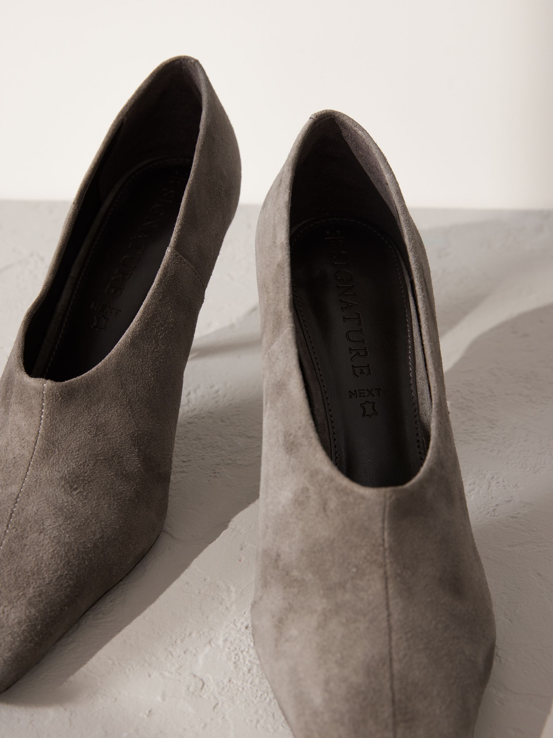 Buy Grey Premium Leather High Cut Chisel Toe Court Shoes from the Next ...