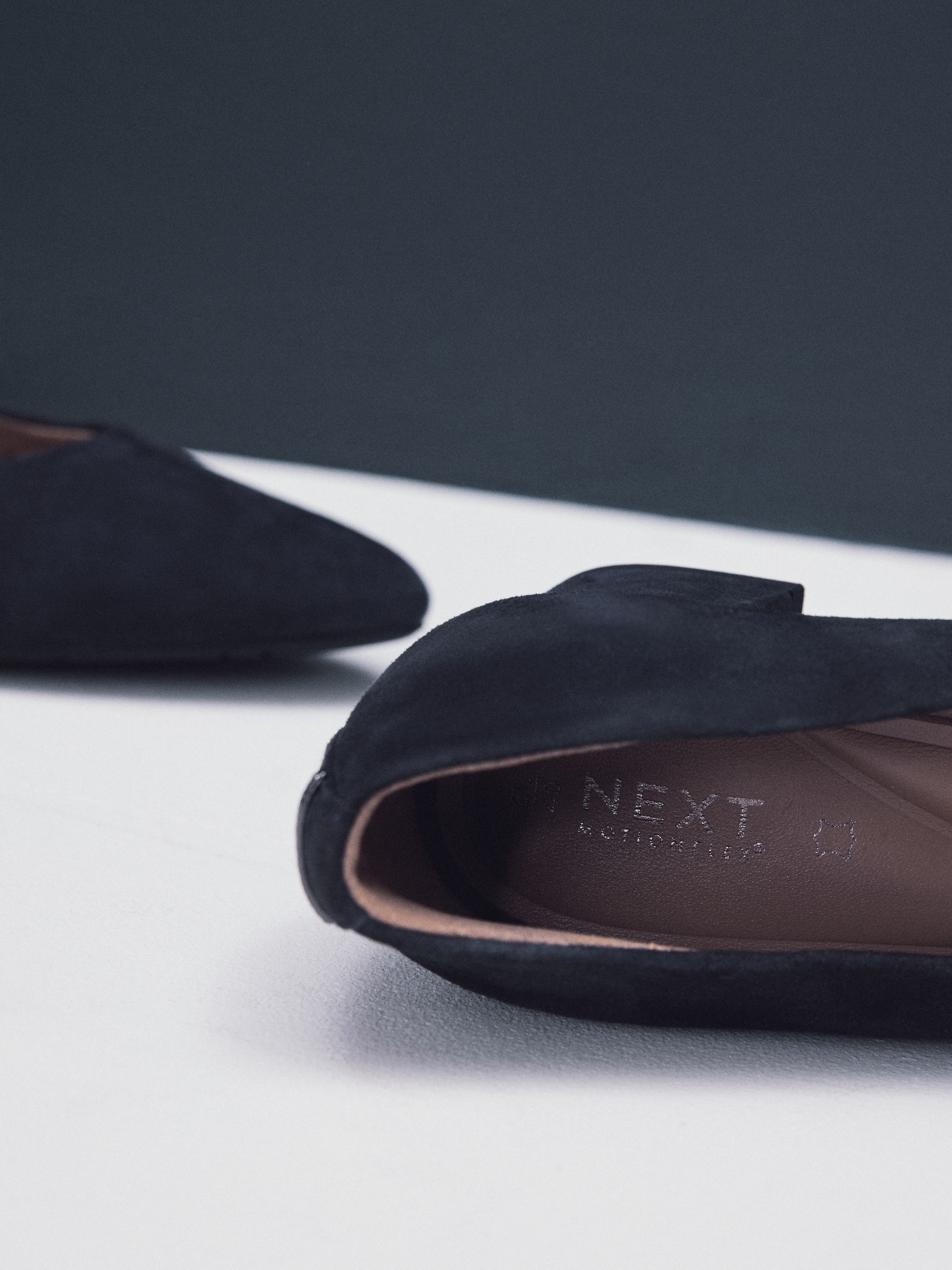 Buy Navy Suede Standard/Wide Fit Leather Court Shoes from the Next UK ...