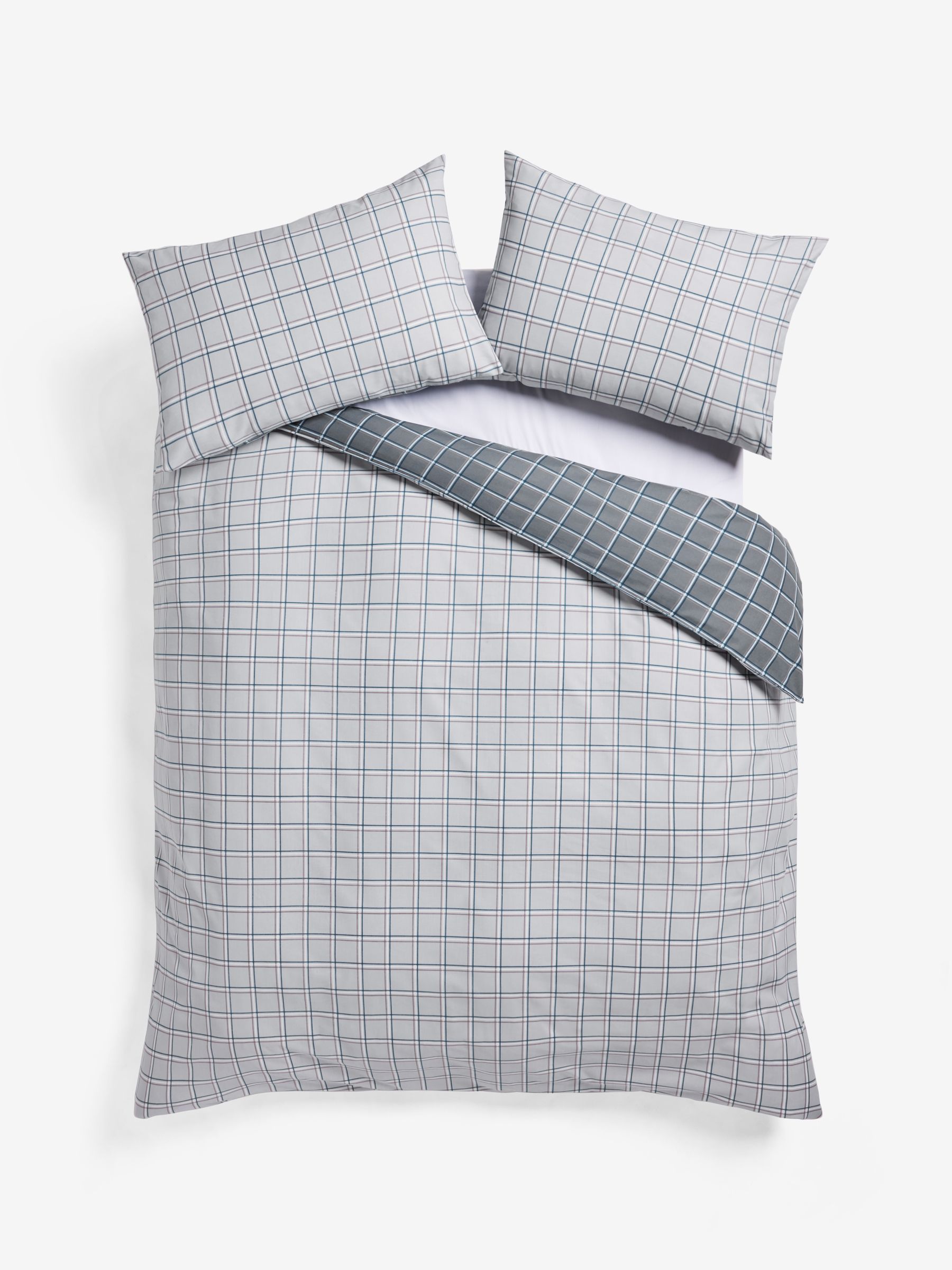 Buy Grey Reversible Check Duvet Cover and Pillowcase Set from the Next ...