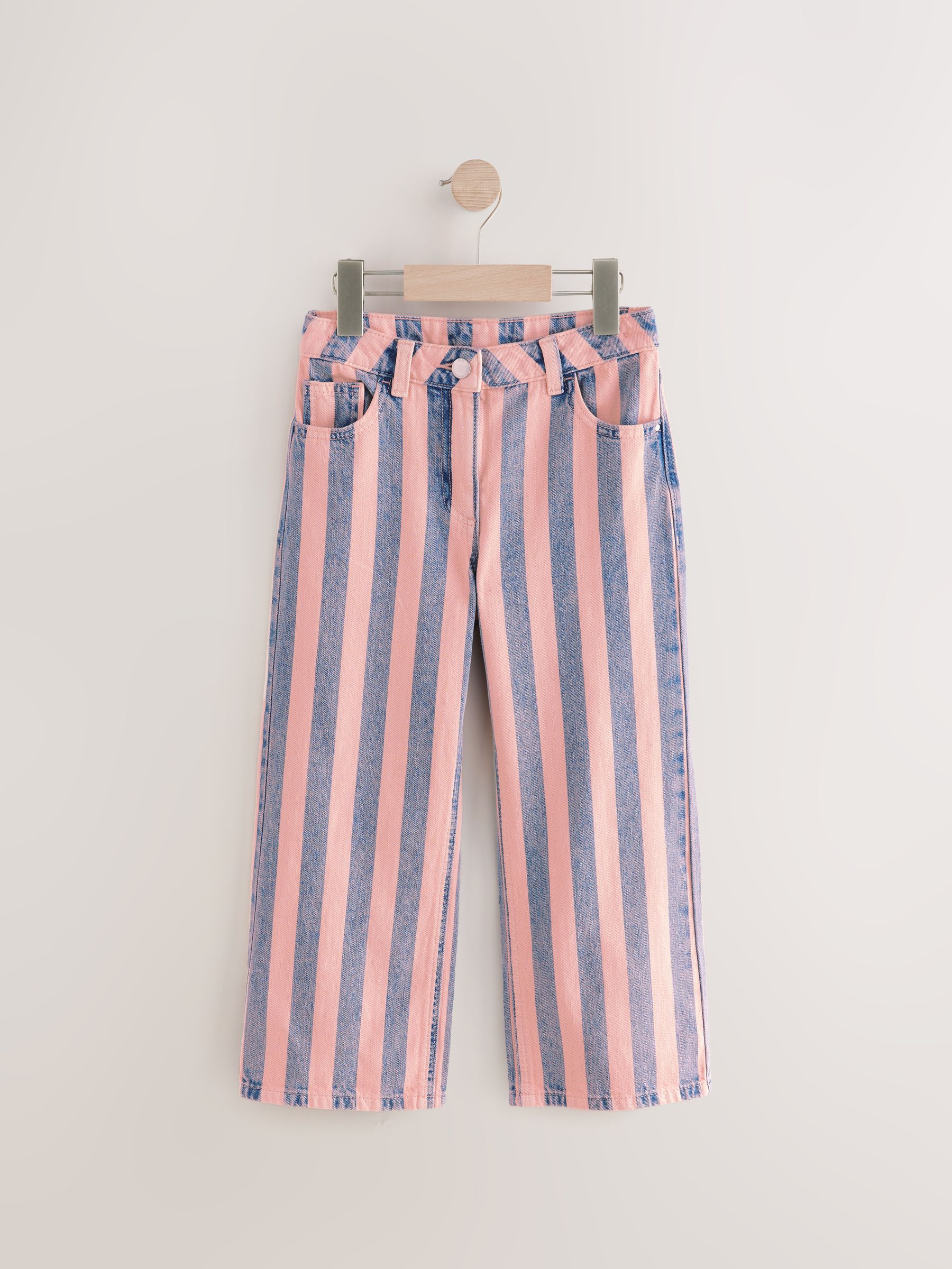 Buy Pink and Denim Stripe Wide Leg Jeans (3-16yrs) from the Next UK ...