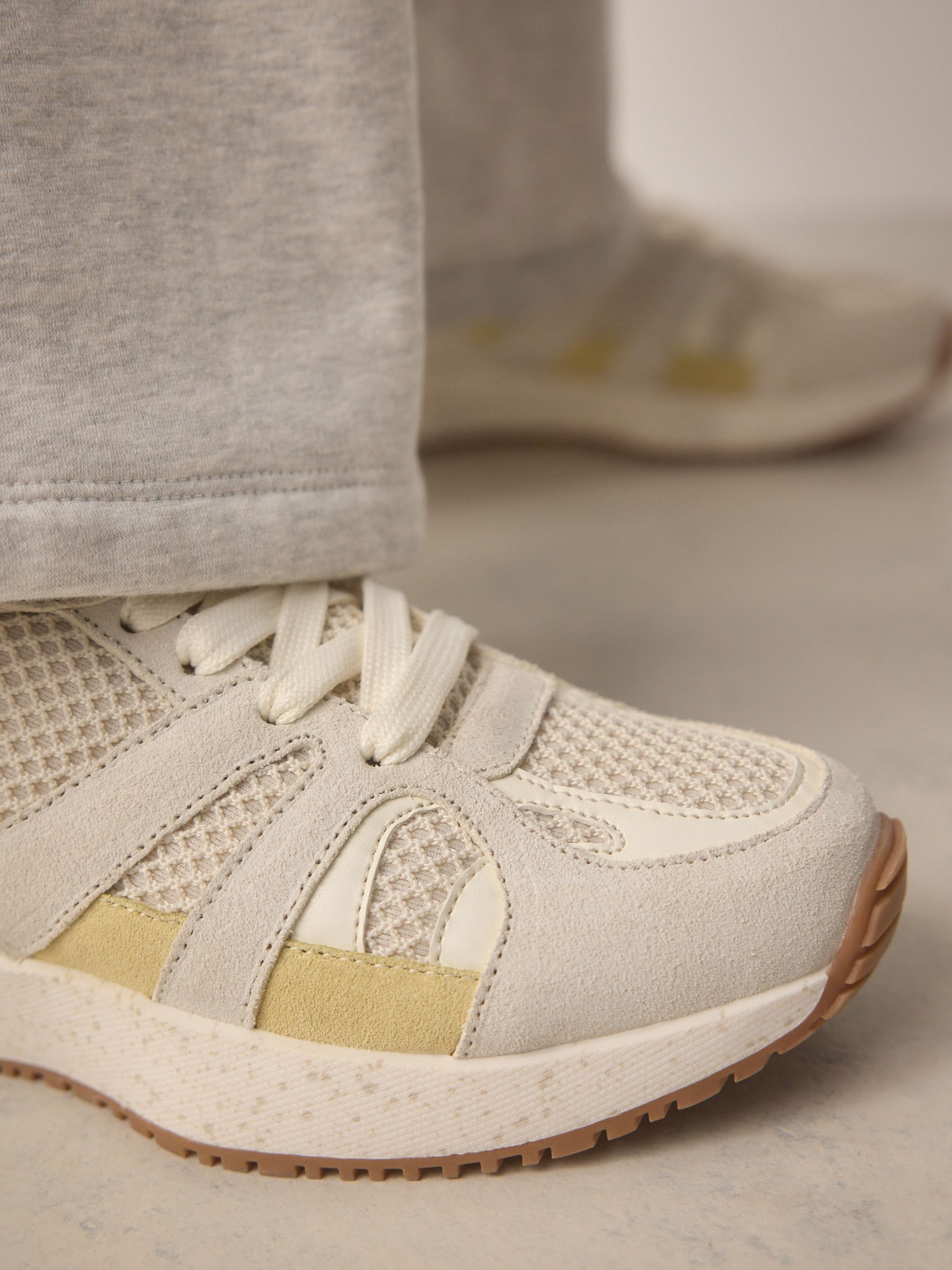 Buy Neutral Standard Fit Forever Comfort® Leather Suede Panel Detail ...