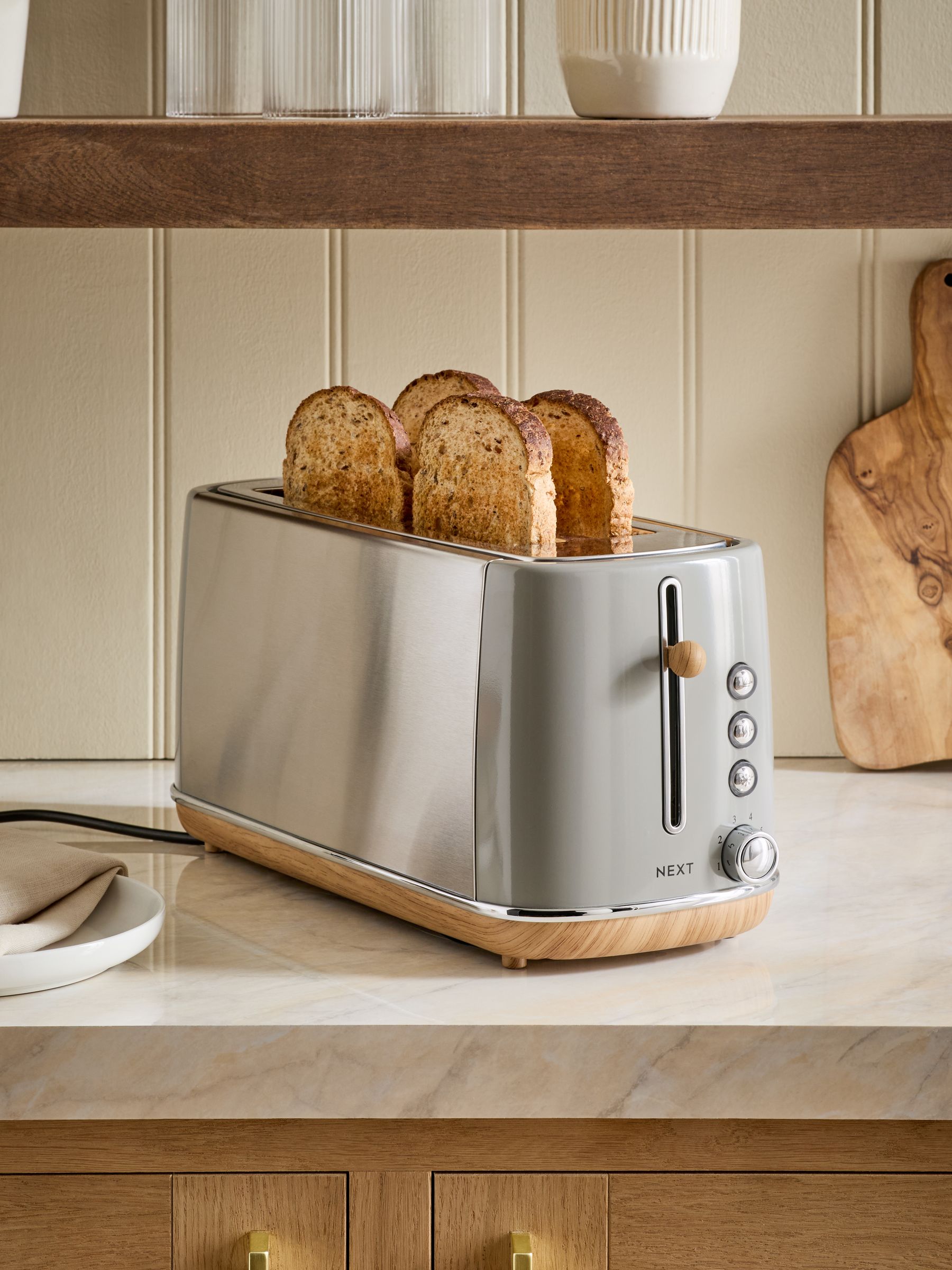 Buy Dove Grey Long 4 Slice Malvern Toaster from the Next UK online shop